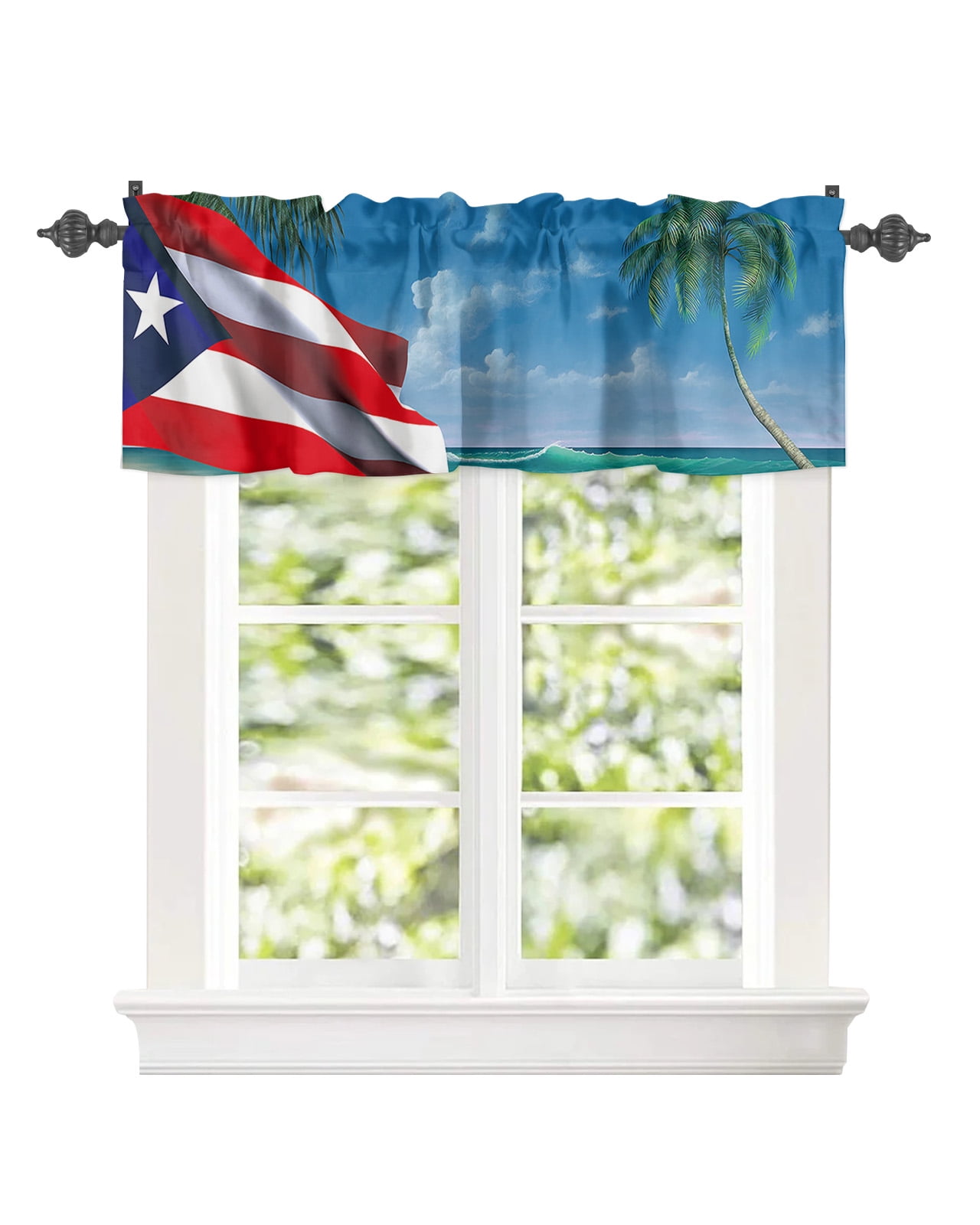 Kitchen Cafe Valance Curtain for Small Windows,Puerto Rico National ...