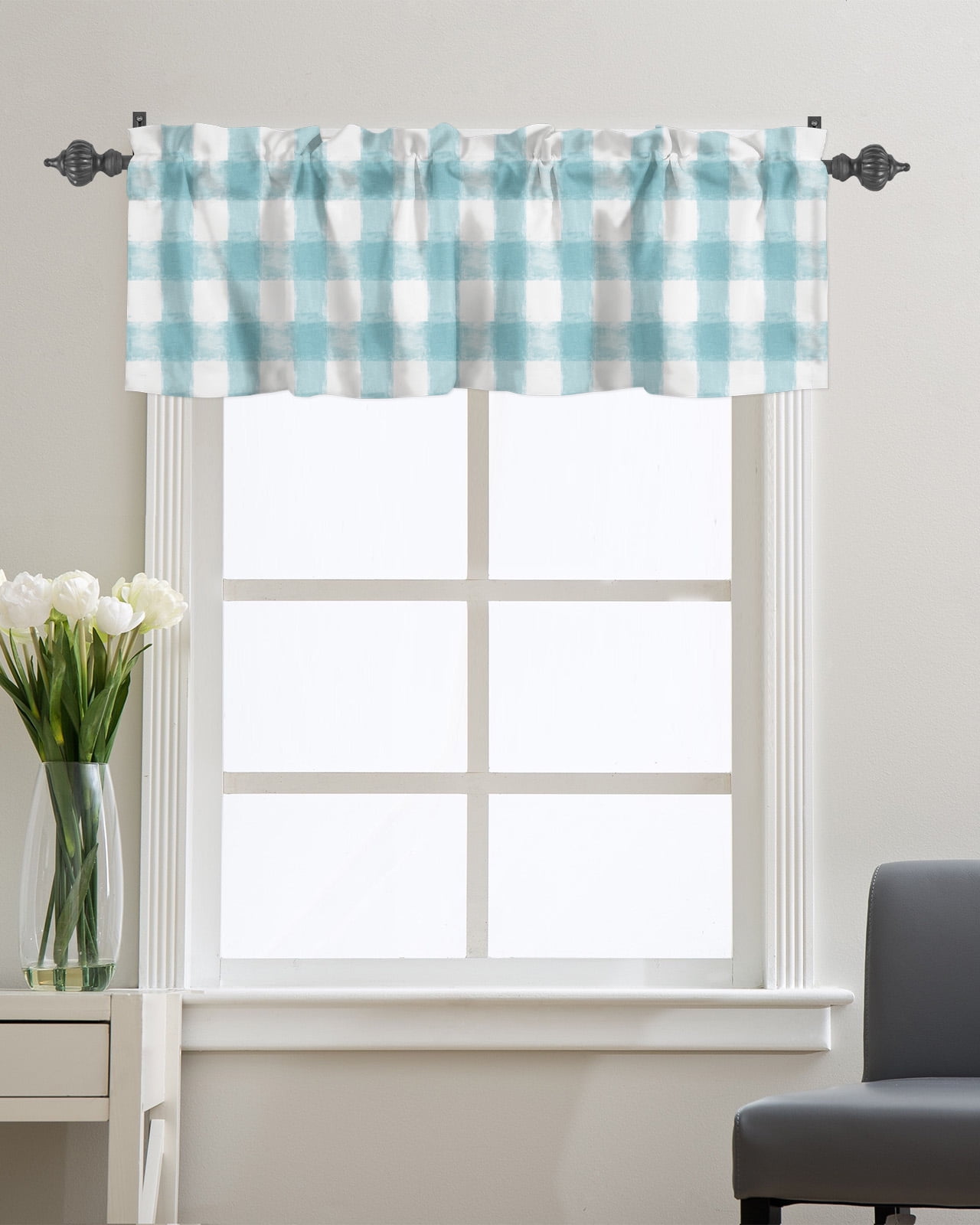 Kitchen Cafe Valance Curtain for Small Windows,Rustic Farmhouse ...