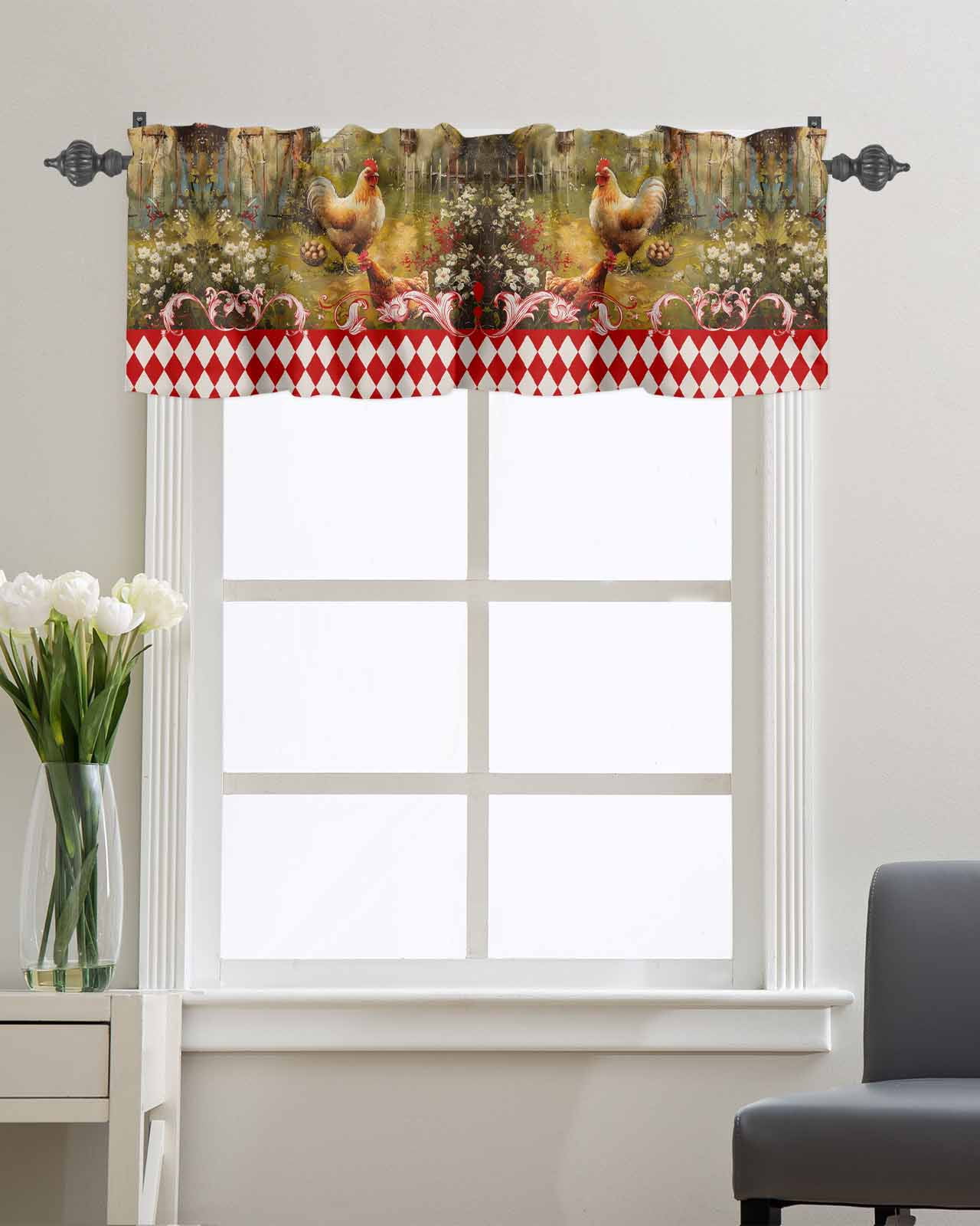 Kitchen Cafe Valance Curtain for Small Windows,Vintage Farmhouse ...