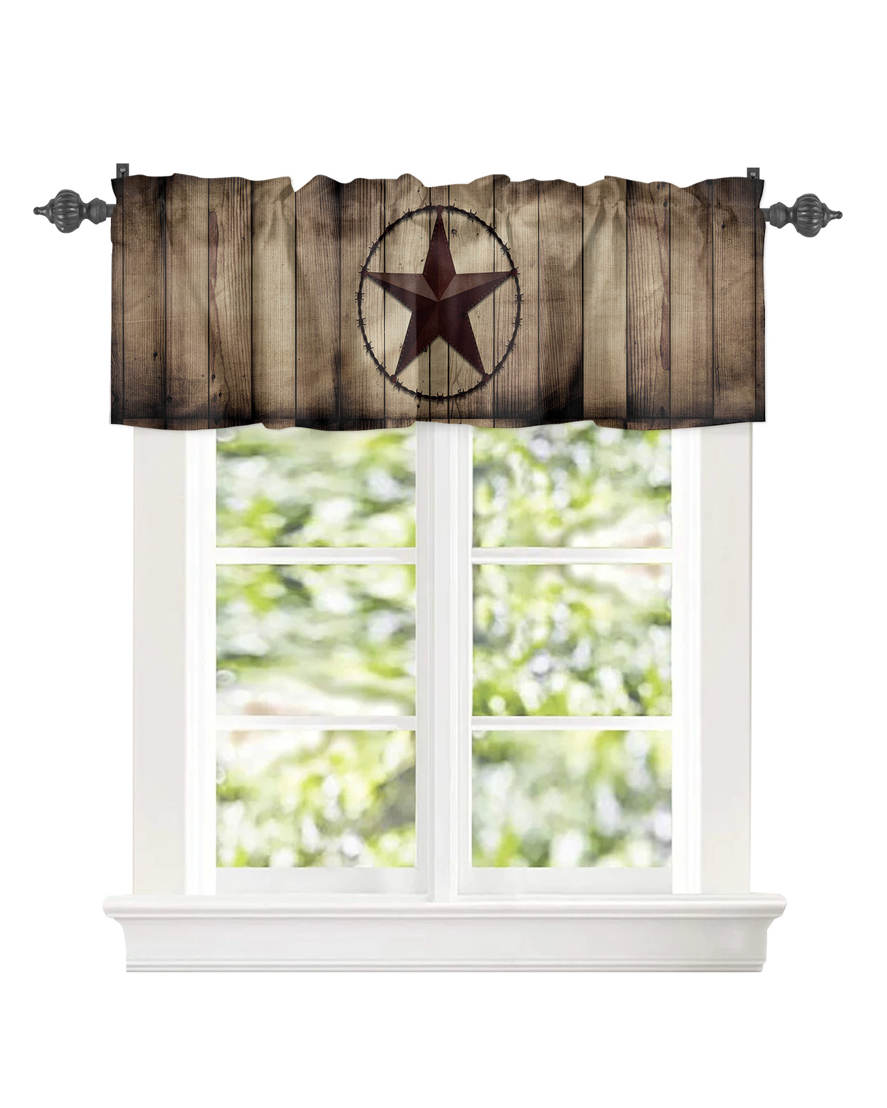 Kitchen Cafe Valance Curtain for Small Windows,Vintage Farmhouse Star ...