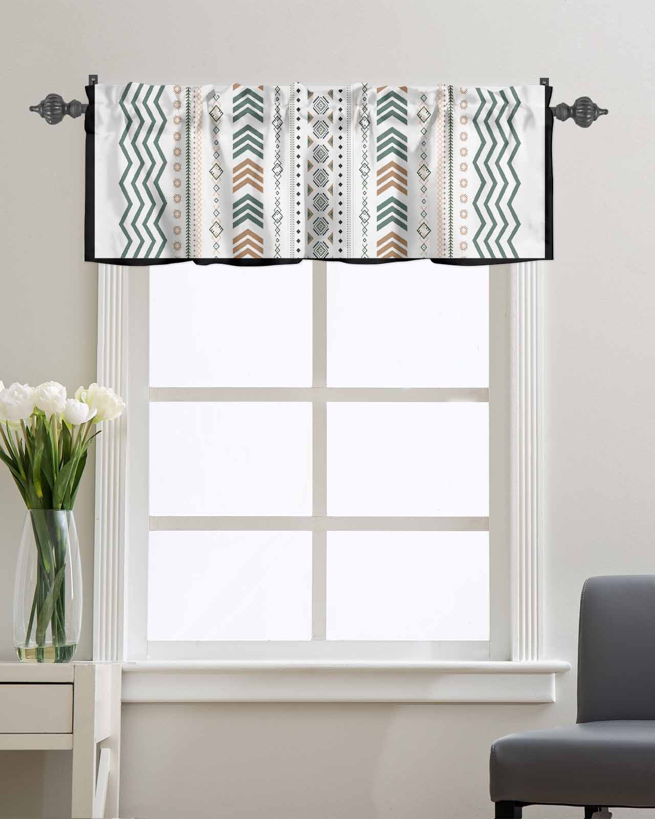 Kitchen Cafe Valance Curtain for Small Windows,Wavy Stripe Square ...