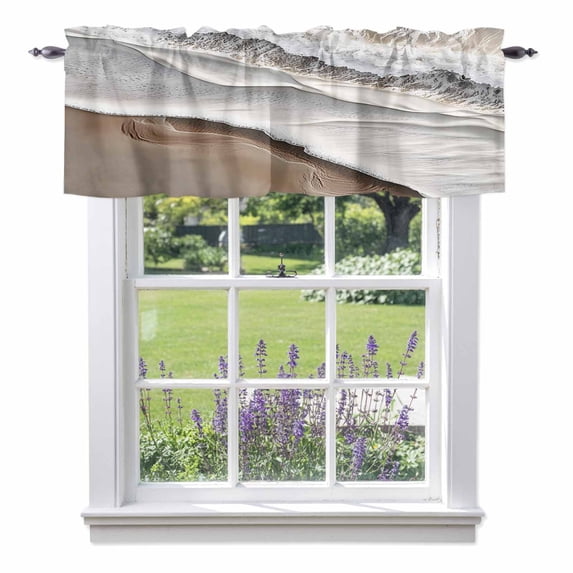 Kitchen Cafe Valance Curtain for Small Windows,Abstract Ocean Beach ...
