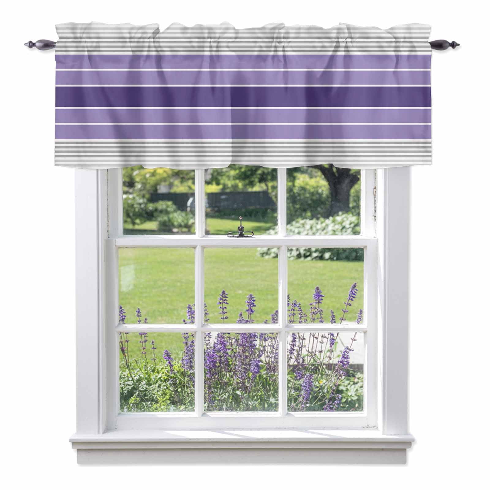 Kitchen Cafe Valance Curtain for Small Windows,Abstract Purple Gray ...