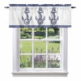 Kitchen Cafe Valance Curtain for Small Windows,Coastal Nautical Anchor ...