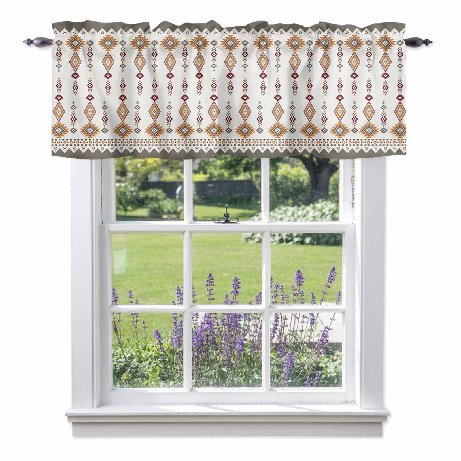 Kitchen Cafe Valance Curtain for Small Windows,Retro Bohemian Tribal ...