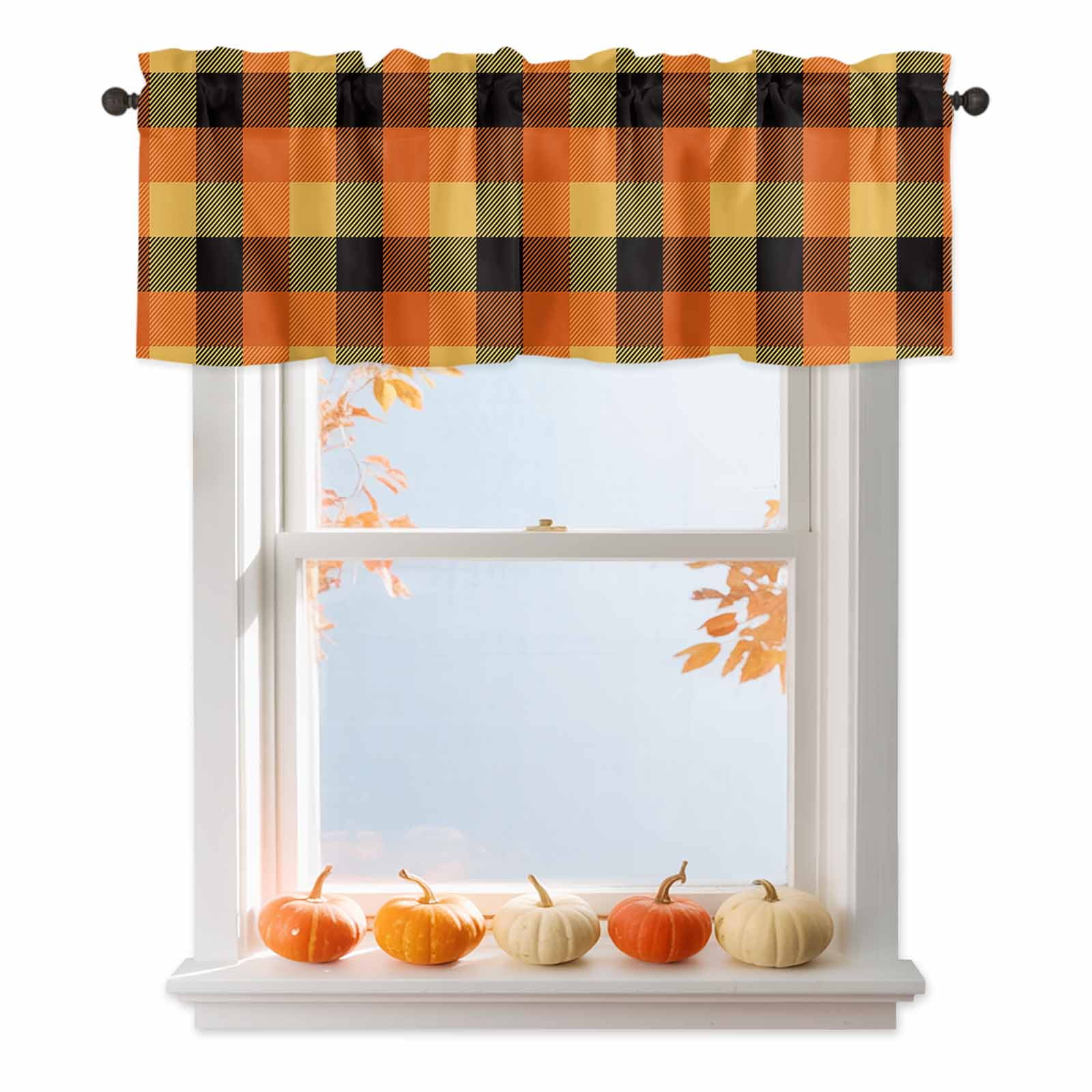 Kitchen Cafe Valance Curtain for Small Windows,Retro Scotch Yellow ...