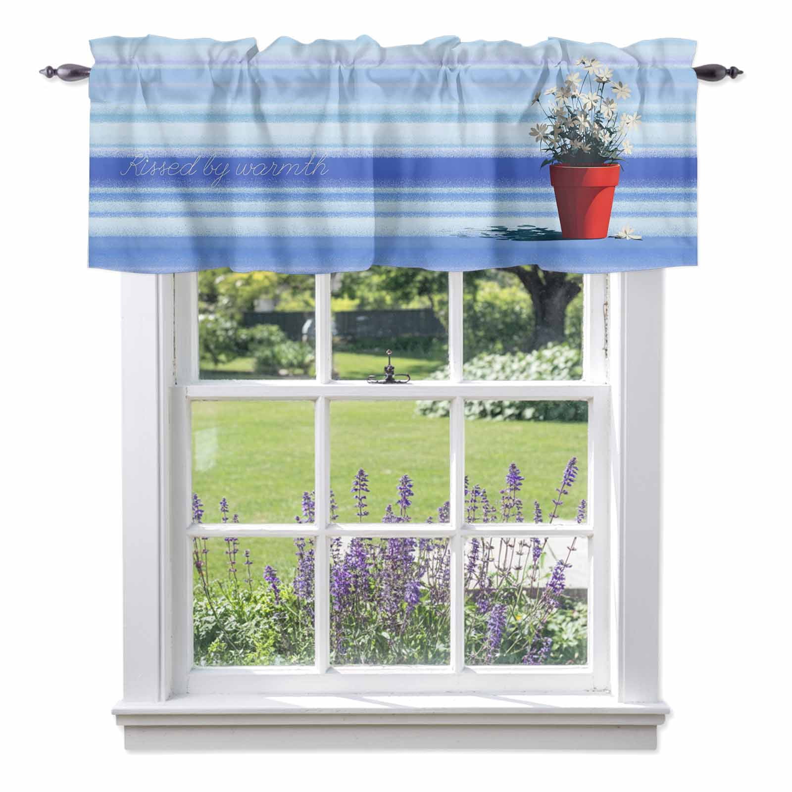 Kitchen Cafe Valance Curtain for Small Windows,Spring Flower Daisy Red ...