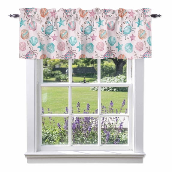 Kitchen Cafe Valance Curtain for Small Windows,Summer Crab Shell ...
