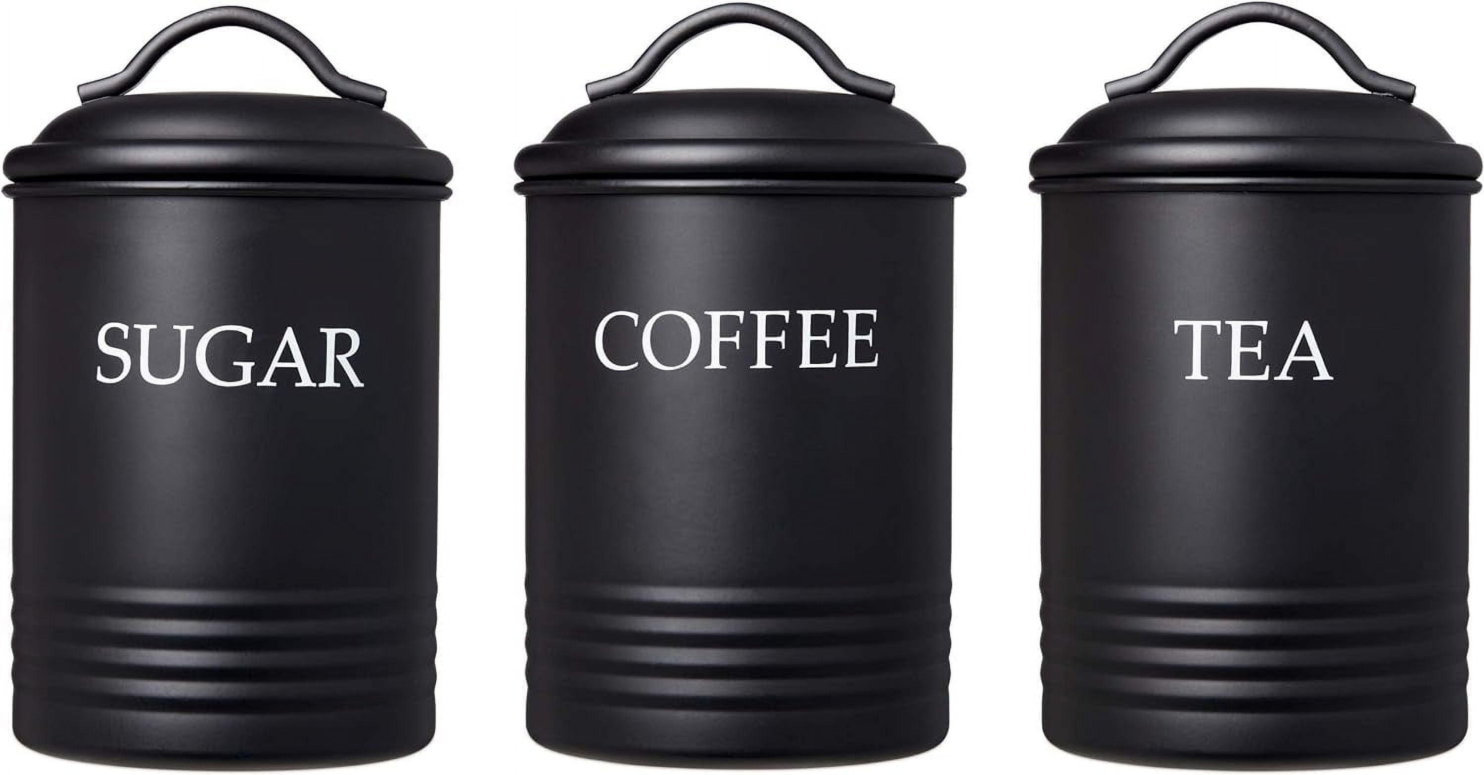 Kitchen Canister Set of 3 Sugar Coffee Tea with lids Food Storage ...