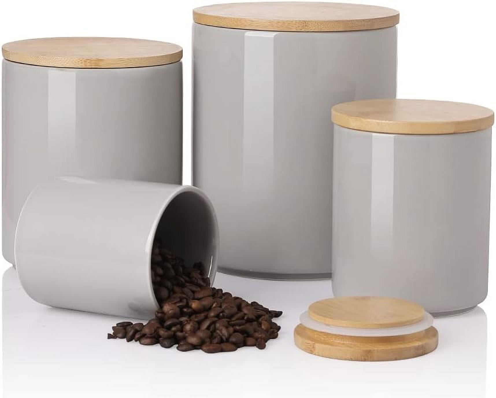 Kitchen Canisters Ceramic Food Storage Jar Set, Stackable Containers ...