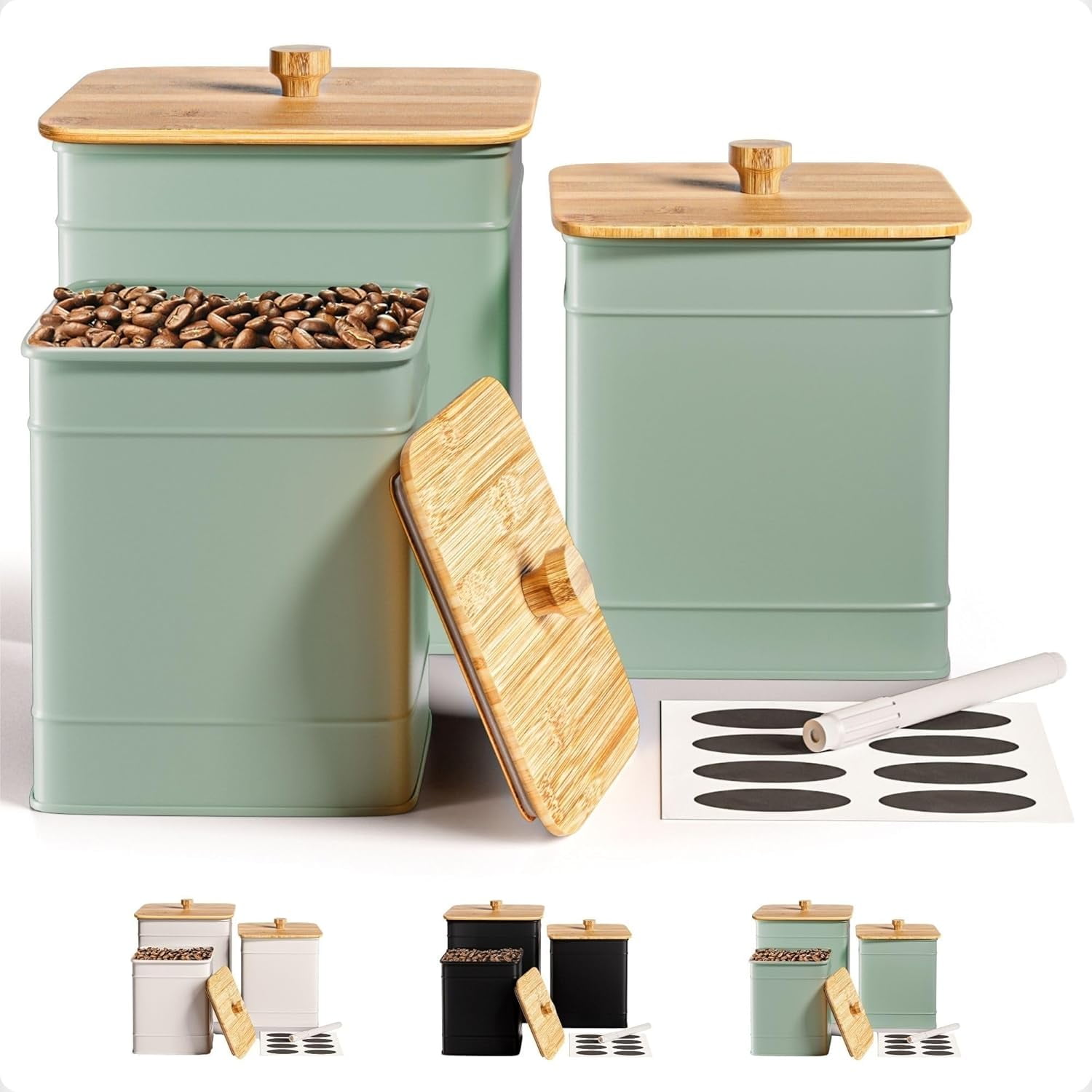 Kitchen Canisters for Countertop Set of 3 with Customizable Chalkboard ...