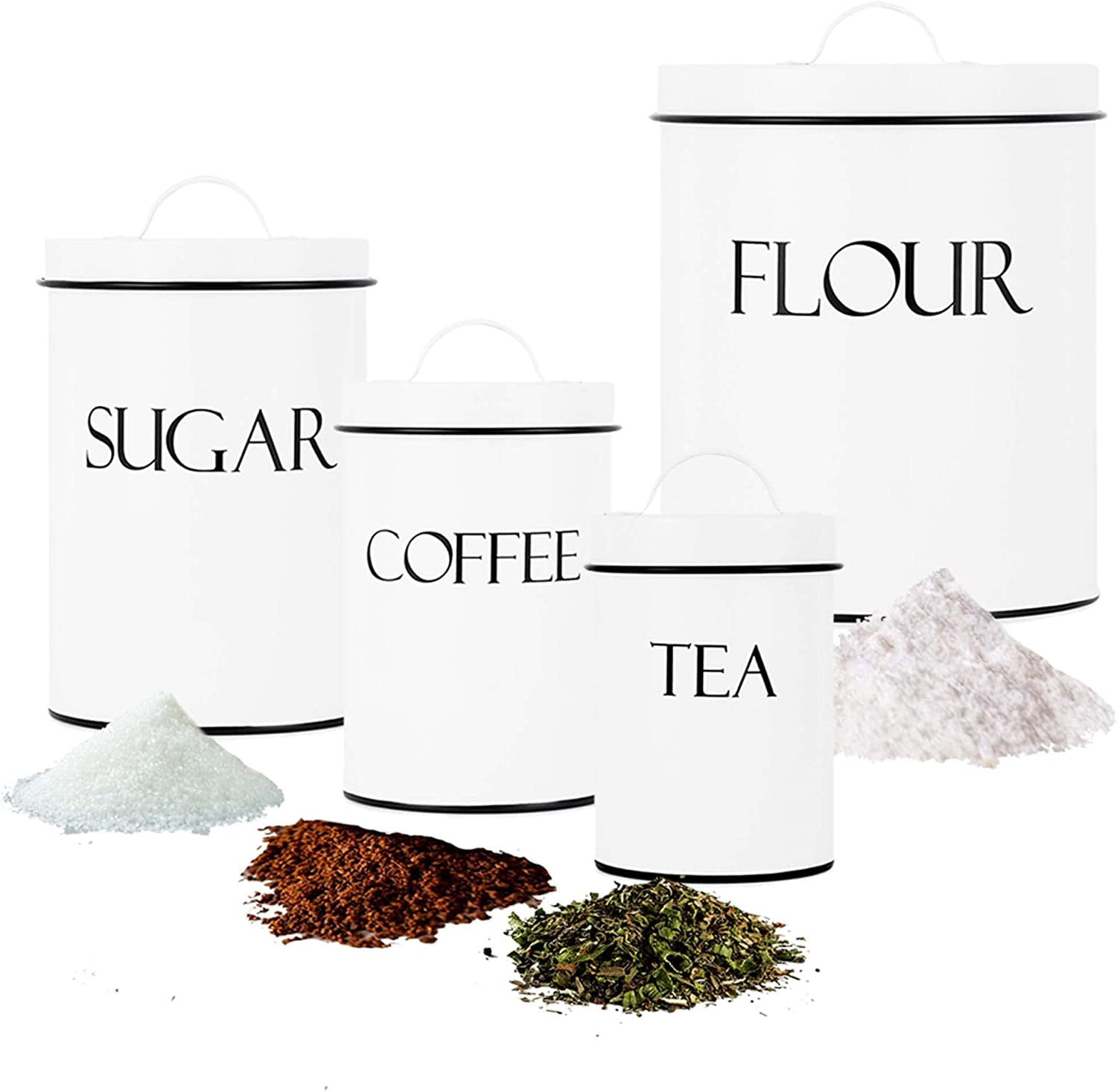 Kitchen Canisters for Countertop Set of 4 | Farmhouse Canister Sets for ...