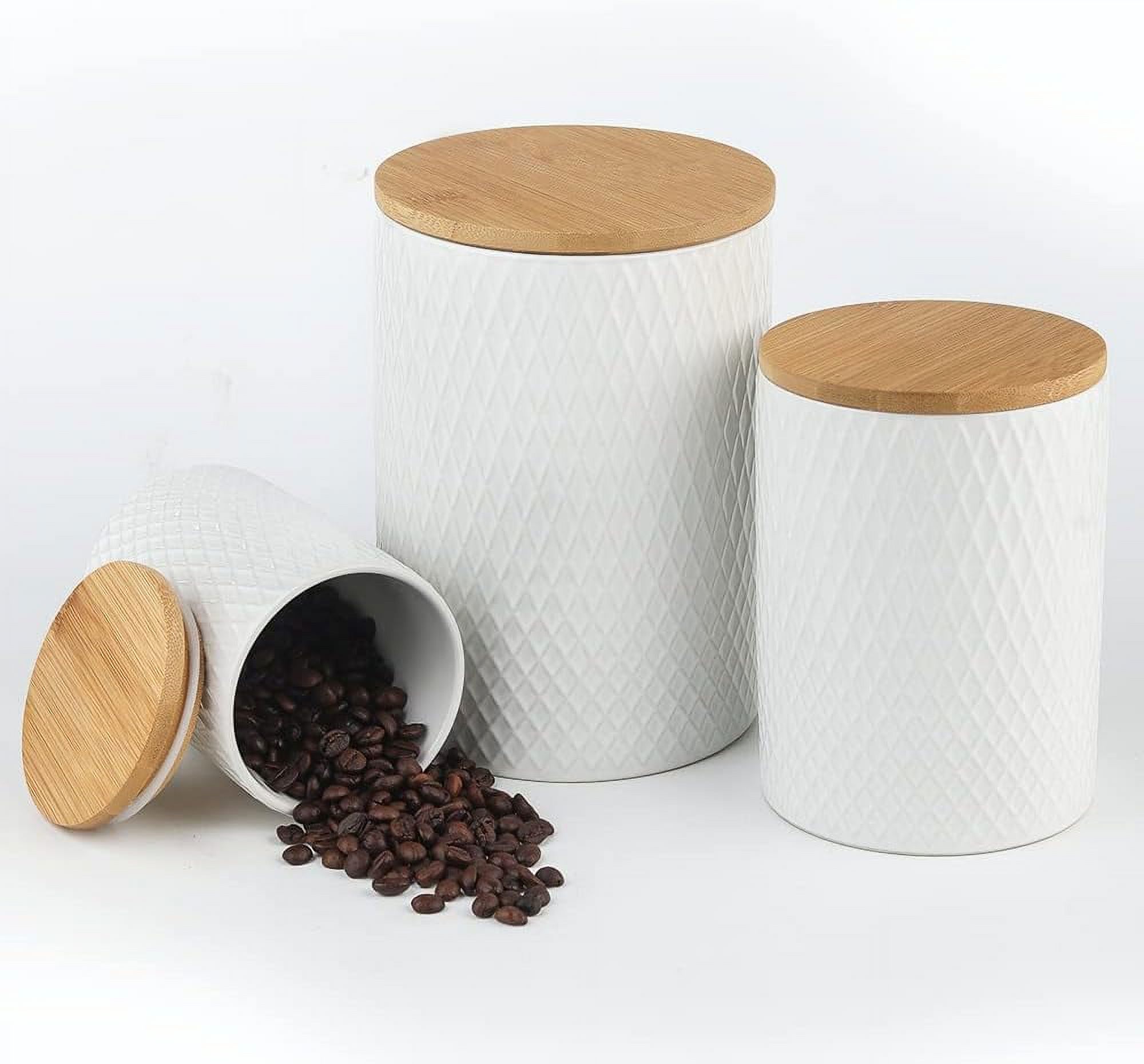 Kitchen Canisters Set with Bamboo Lids, Ceramic Coffee Canister Sets ...