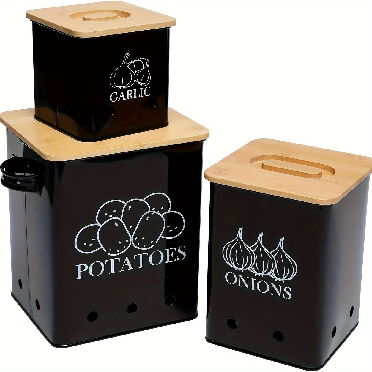 Kitchen Canisters Set, Storage Bin For Onion & Garlic, 3 Pack Set ...