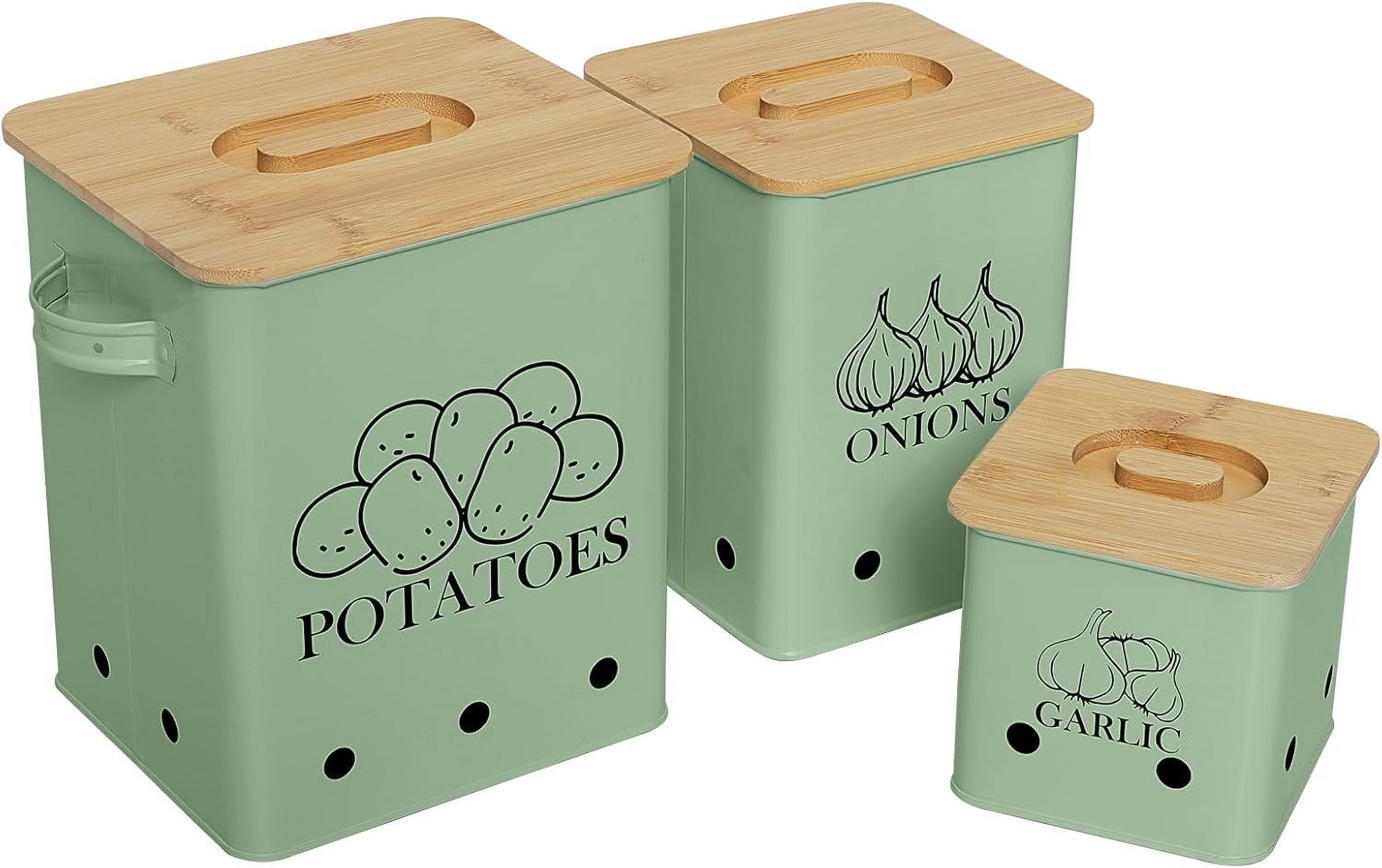 Kitchen Canisters Set, Storage Bin for Potato Onion & Garlic, 3 Pack ...