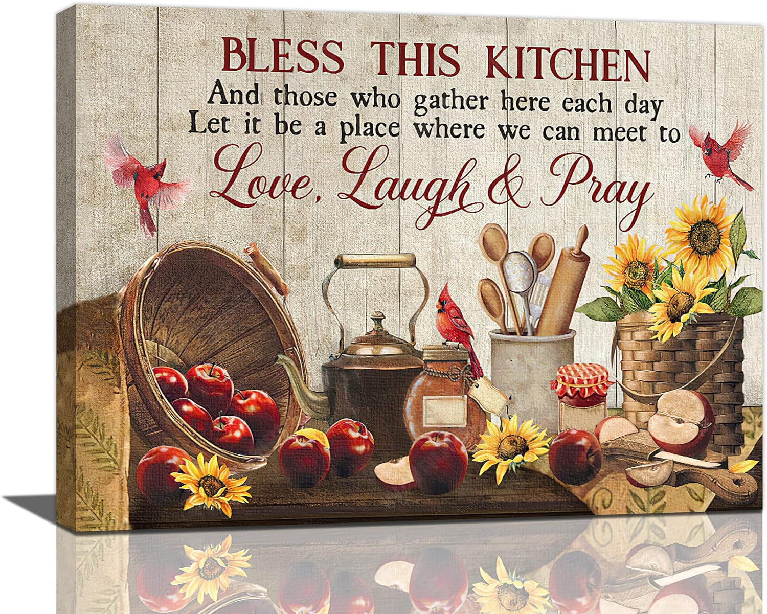 Kitchen Cardinal Wall Art Christian Sunflower Bible Verse Pictures Wall ...