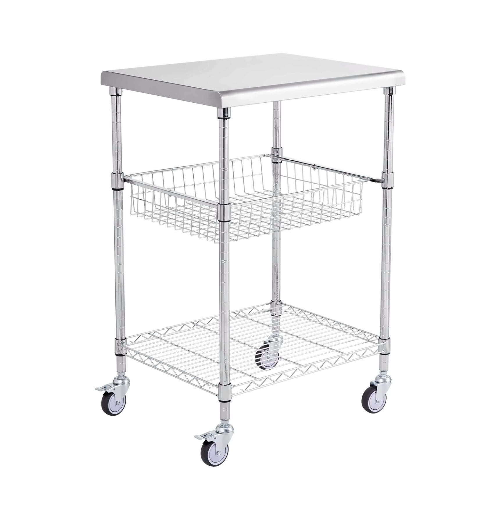 Kitchen Cart 3 Tier, Wire Rolling Cart - 470lbs Capacity Steel Utility ...