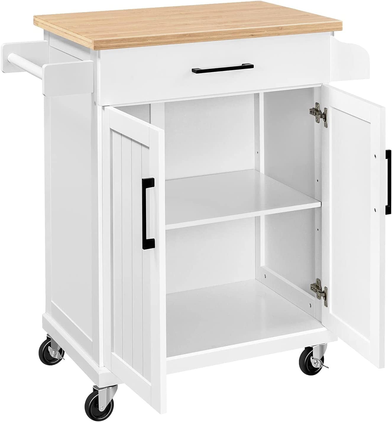 Kitchen Cart with Drawer, Kitchen Island on Wheels with Storage Rack ...