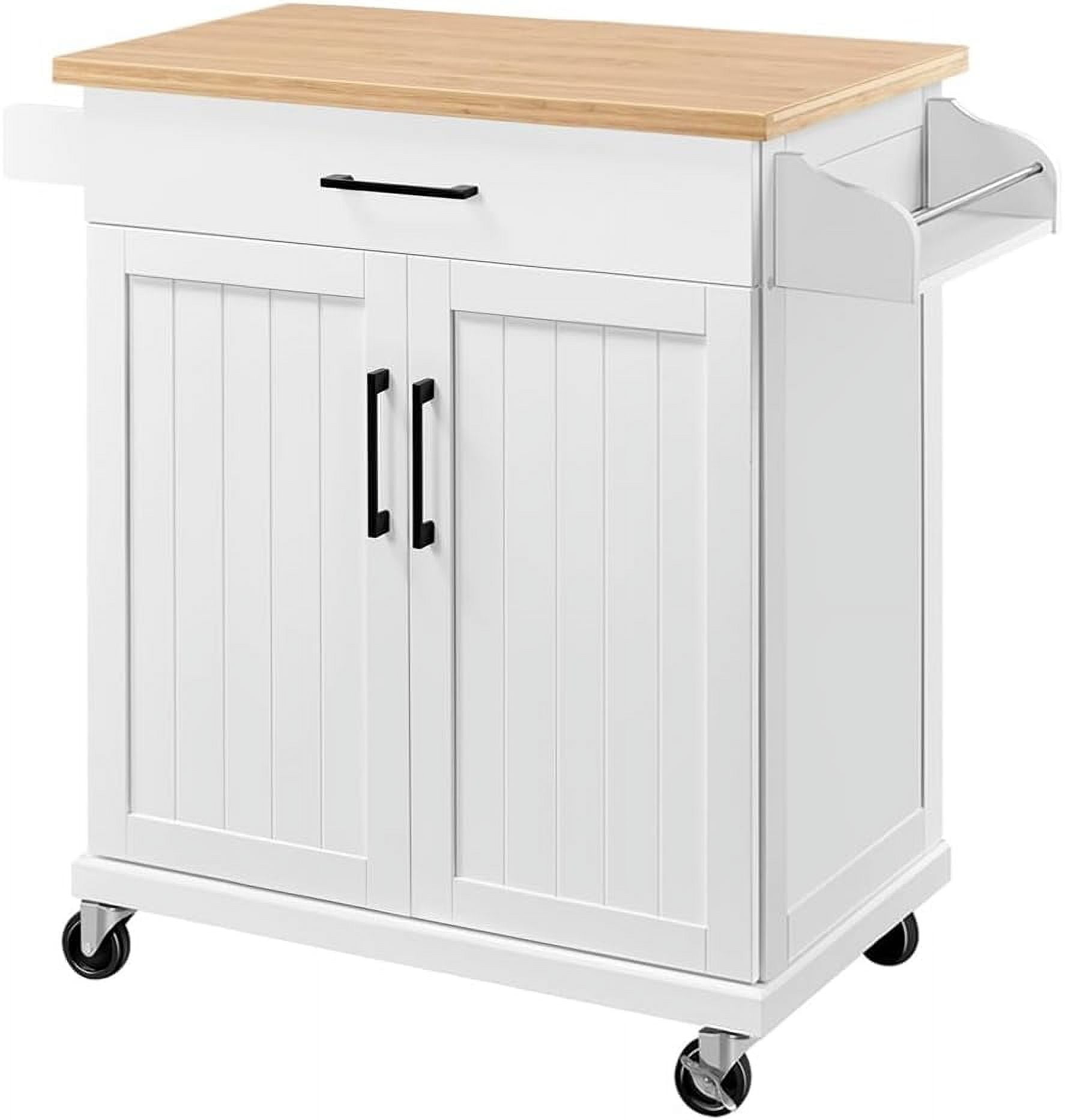 Kitchen Cart with Drawer, Kitchen Island on Wheels with Storage Rack ...
