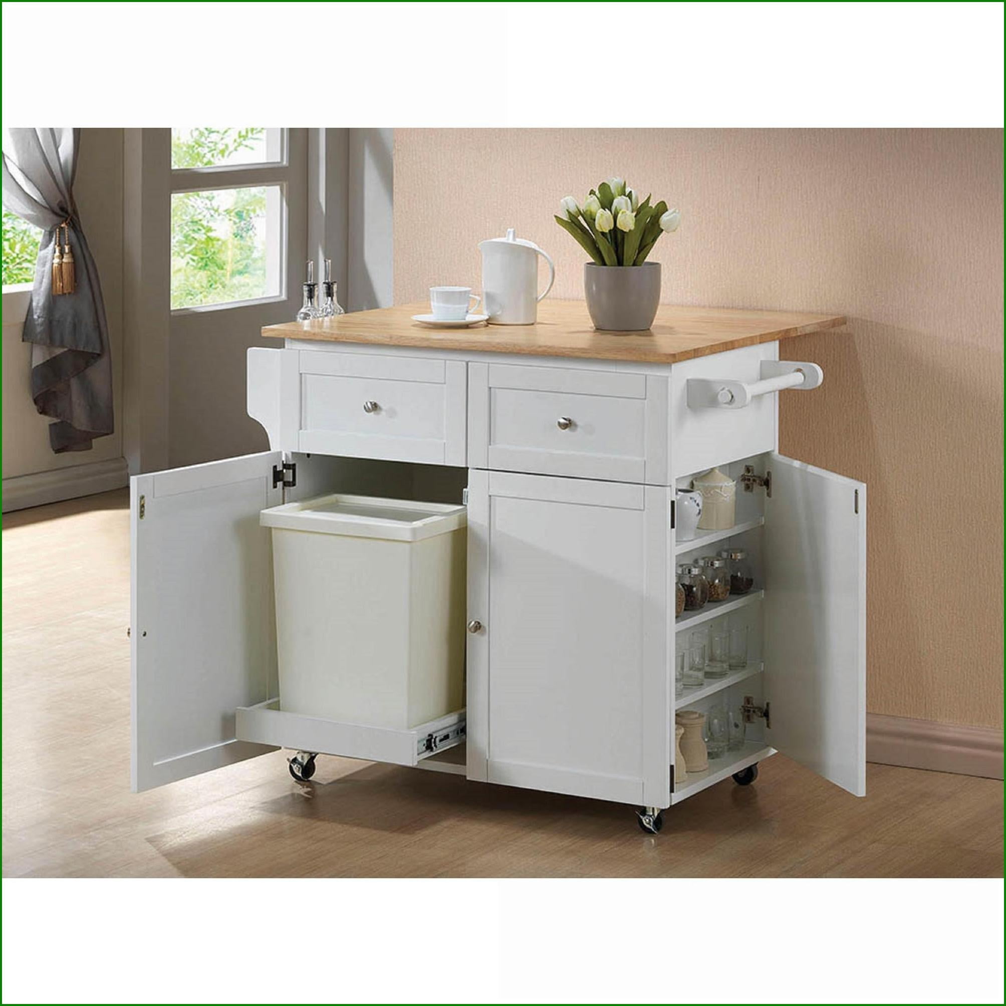 Kitchen Cart, Modern Farmhouse Solid Rubberwood Walnut Brown & Off ...
