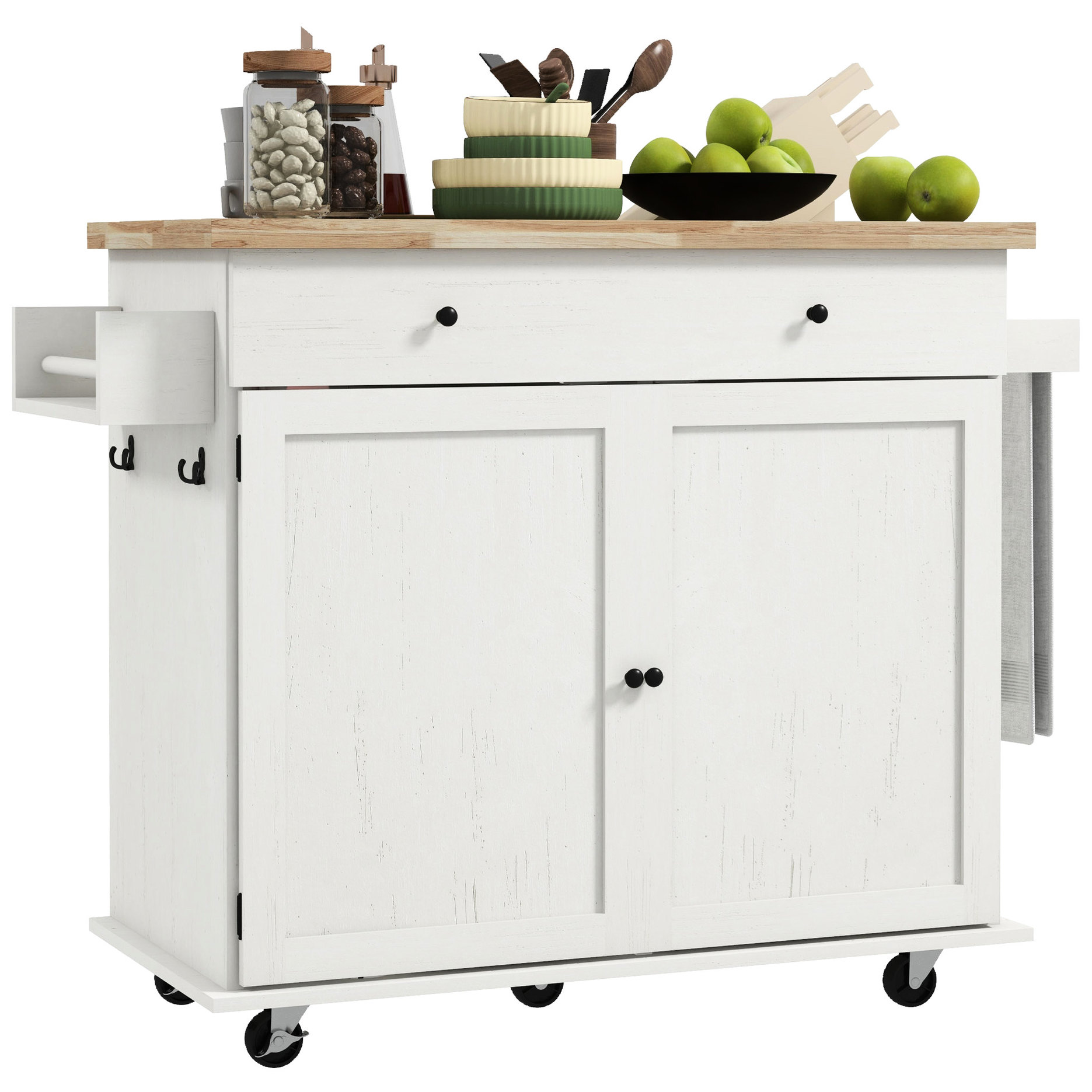 Kitchen Cart on Wheels | Large Workspace for Food Preparation, Storage ...