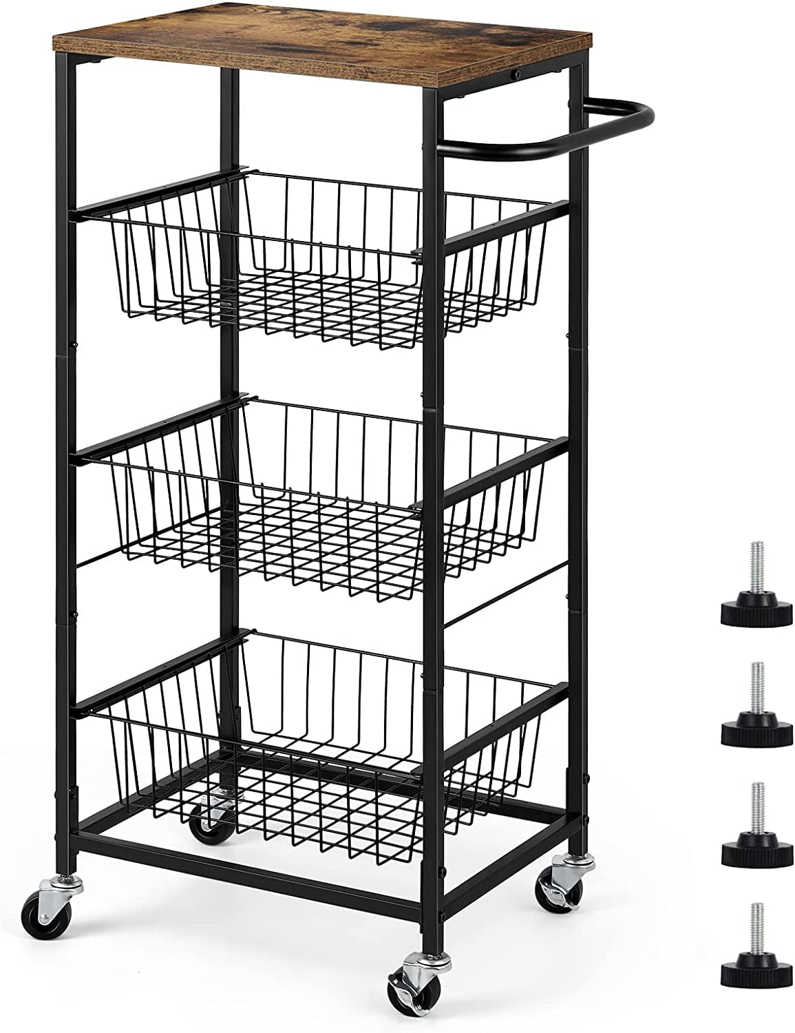 Kitchen Cart on Wheels 4 Tier Metal Moveable Kitchen Cart with Storage ...