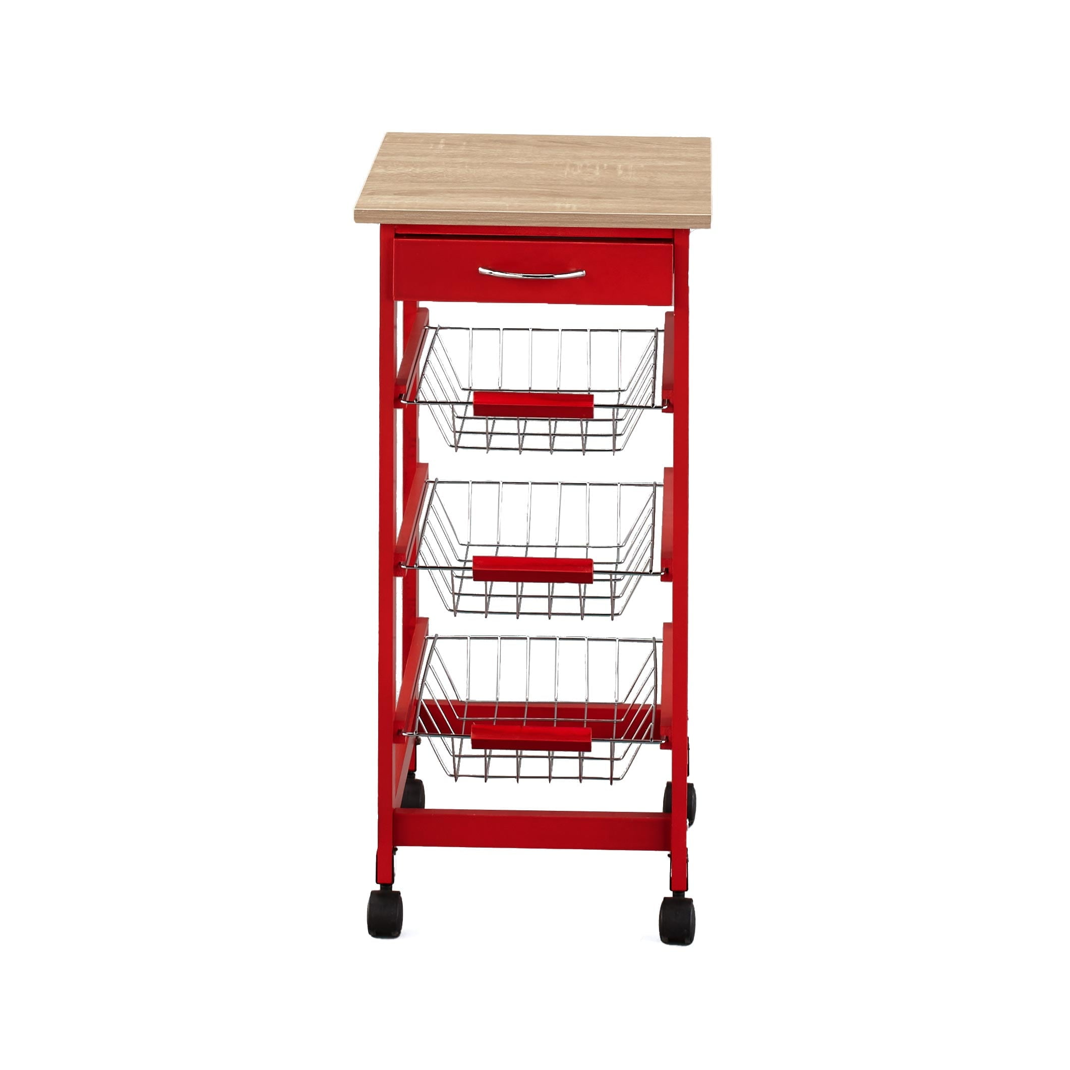 Kitchen Cart with Shelving - Red - Walmart.com