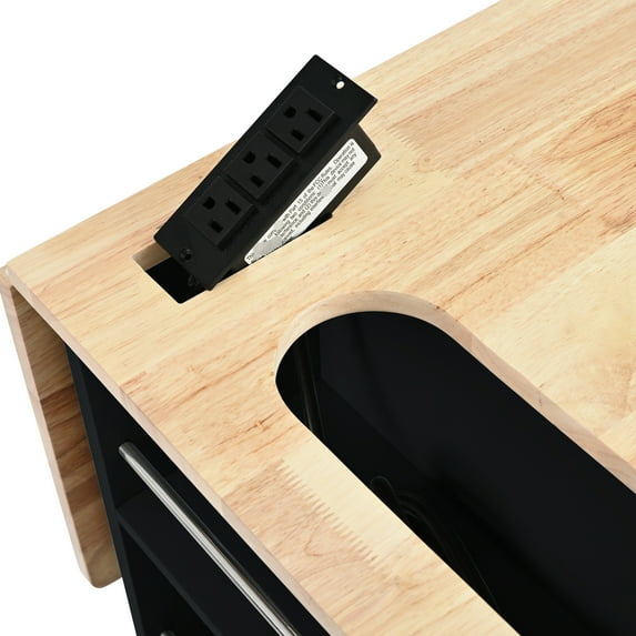 Kitchen Cart with Wine Rack, Side Storage & Lockable Casters, 33.70 in ...