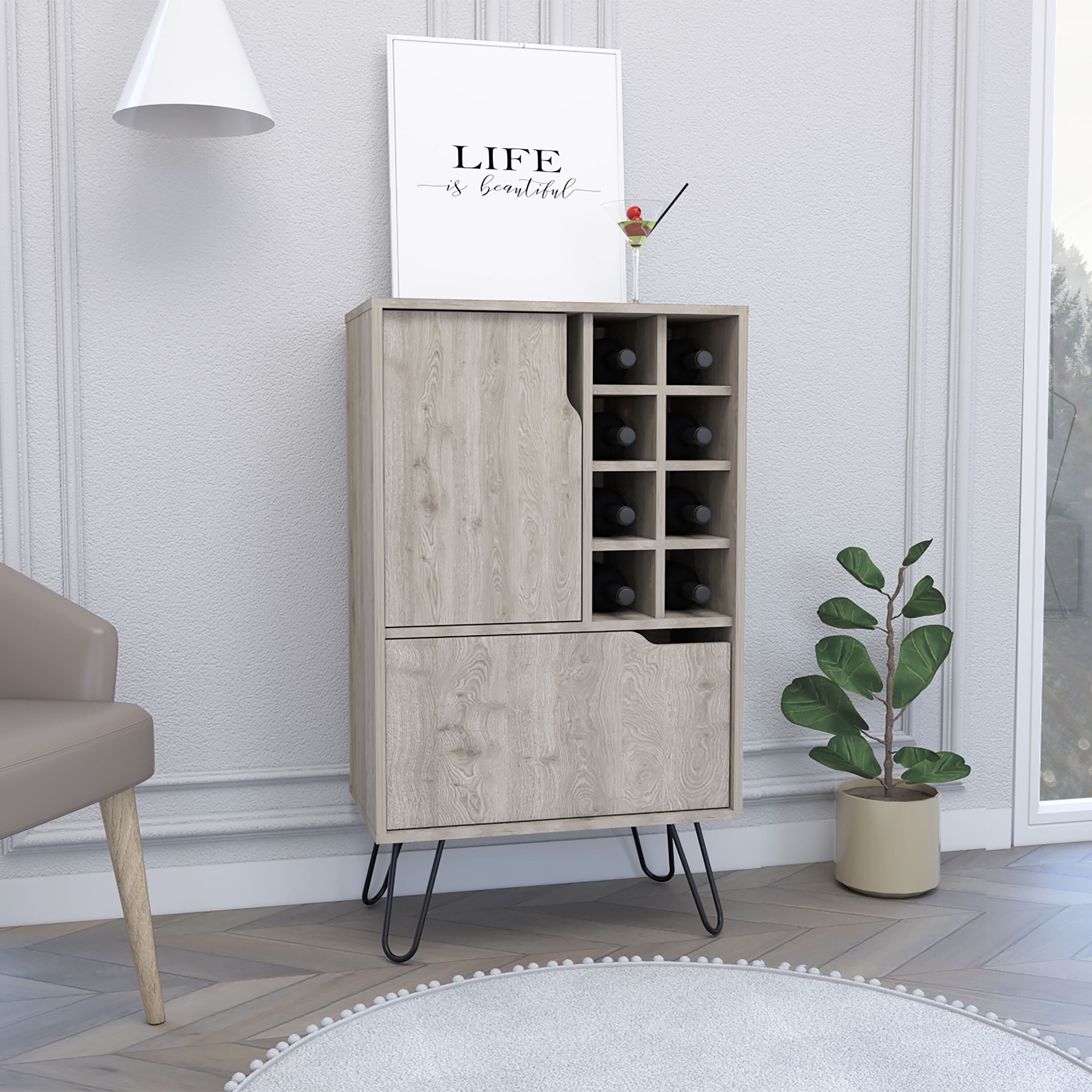 Kitchen Carts, L Bar Cabinet Silhill, Eight Wine Cubbies, Two Cabinets ...