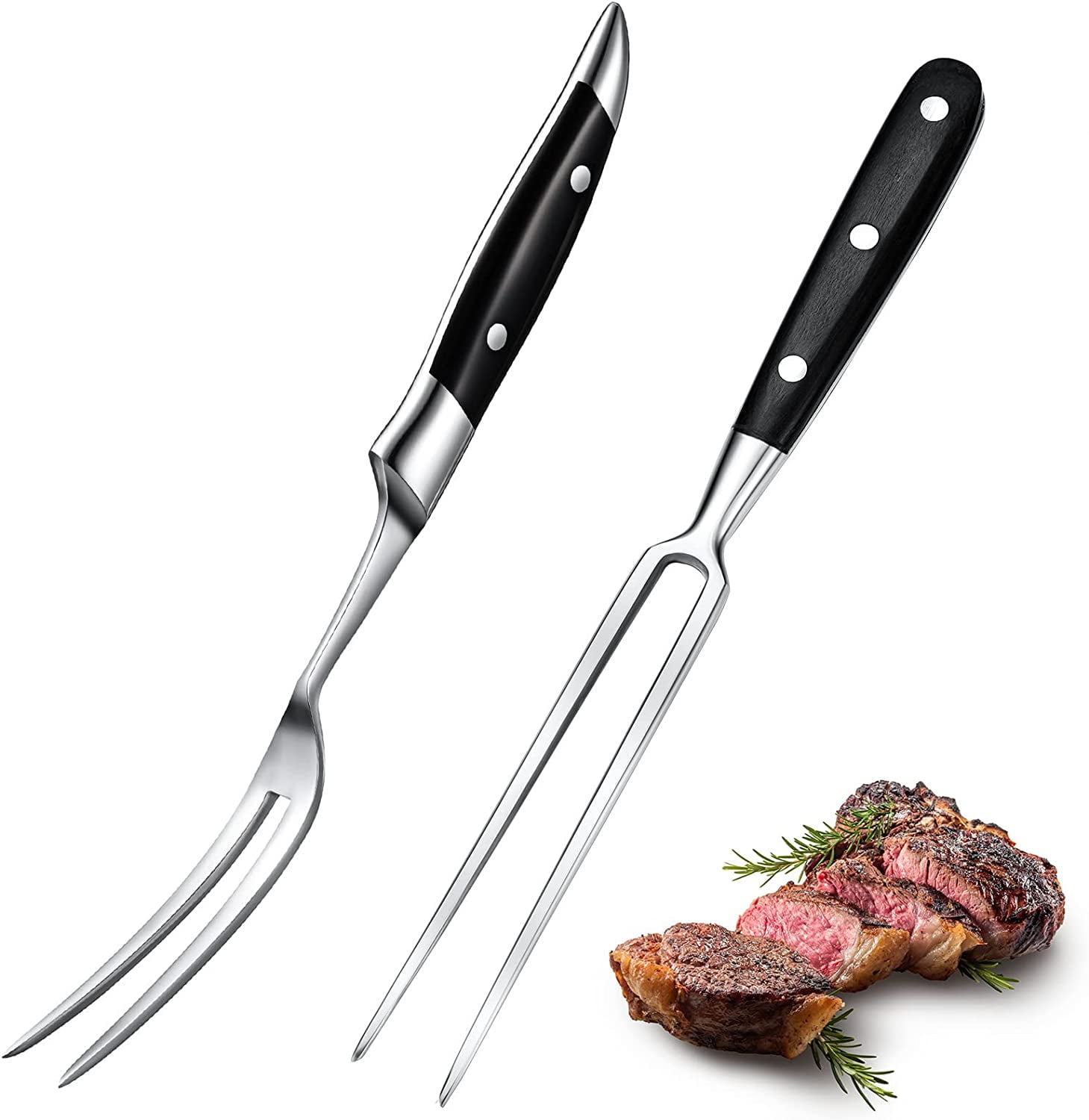Kitchen Carving Meat Forks 2 Pieces 12 Inch Stainless Steel Serving ...