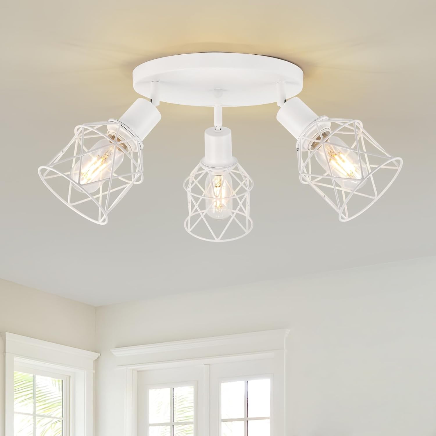 Kitchen Ceiling Light, 3-Light Semi Flush Mount Fixture with Multi ...