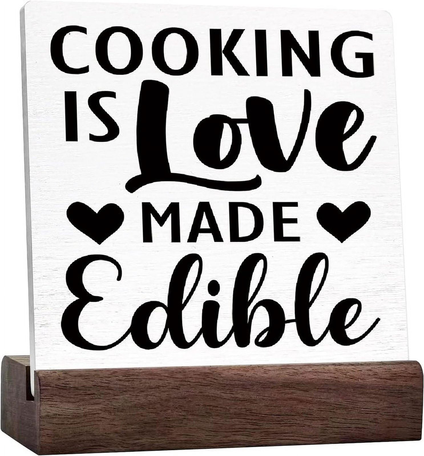 Kitchen Ceramic Desk Signs,Cooking Is Love Made Edible Kitchen Wood ...