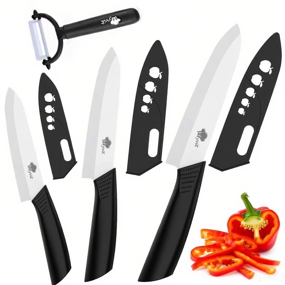 Ceramic Knives Set with Peeler Kitchen Knives Slicer with Sheaths 3" 4 ...