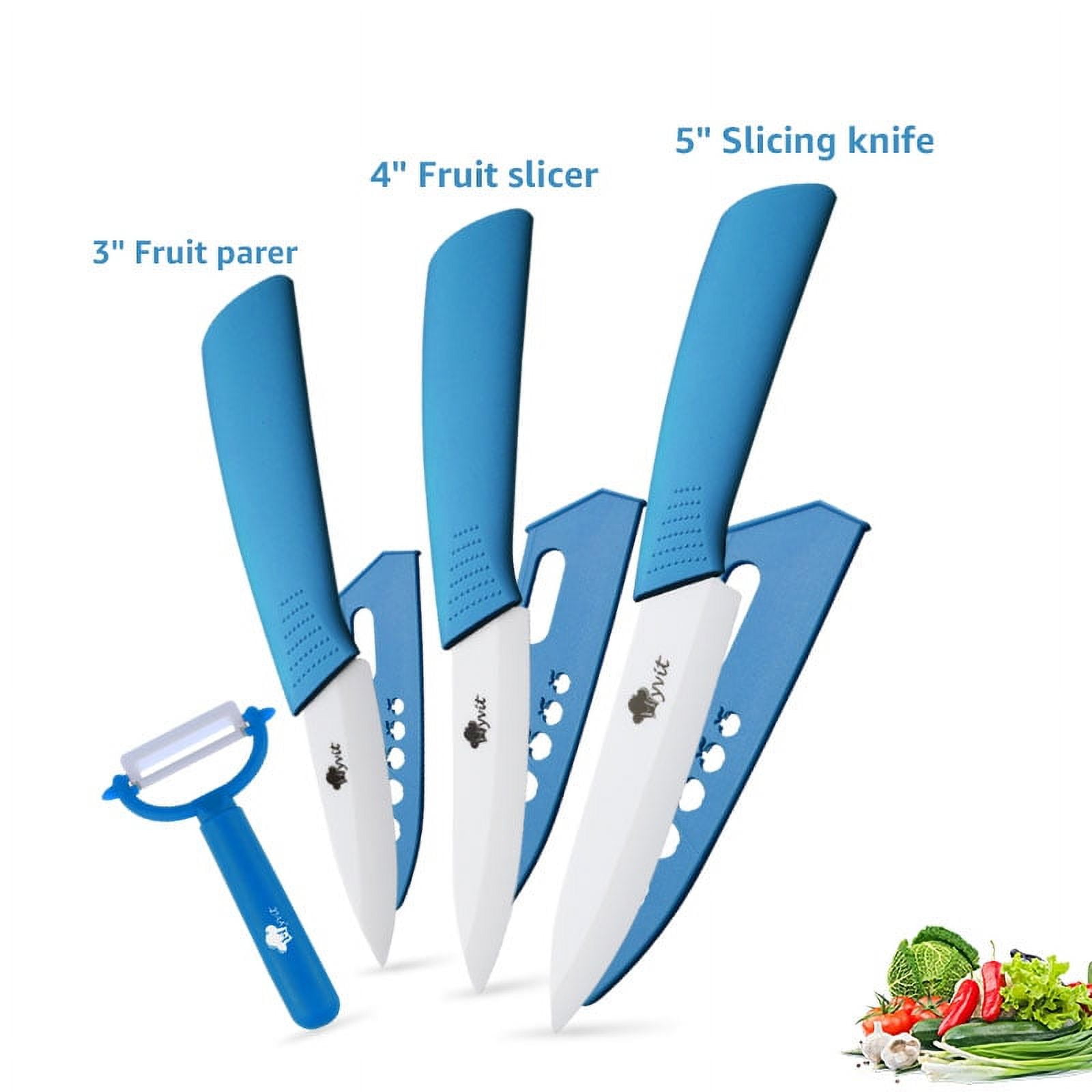 Ceramic Knives Set with Peeler Kitchen Knives Slicer with Sheaths 3" 4 ...