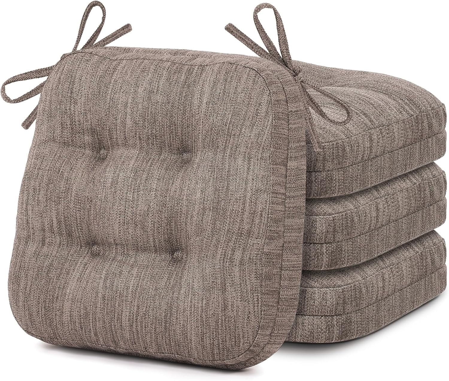 Kitchen Chair Cushions Set of 4, Dual-Layer Memory Foam Dining Chair ...