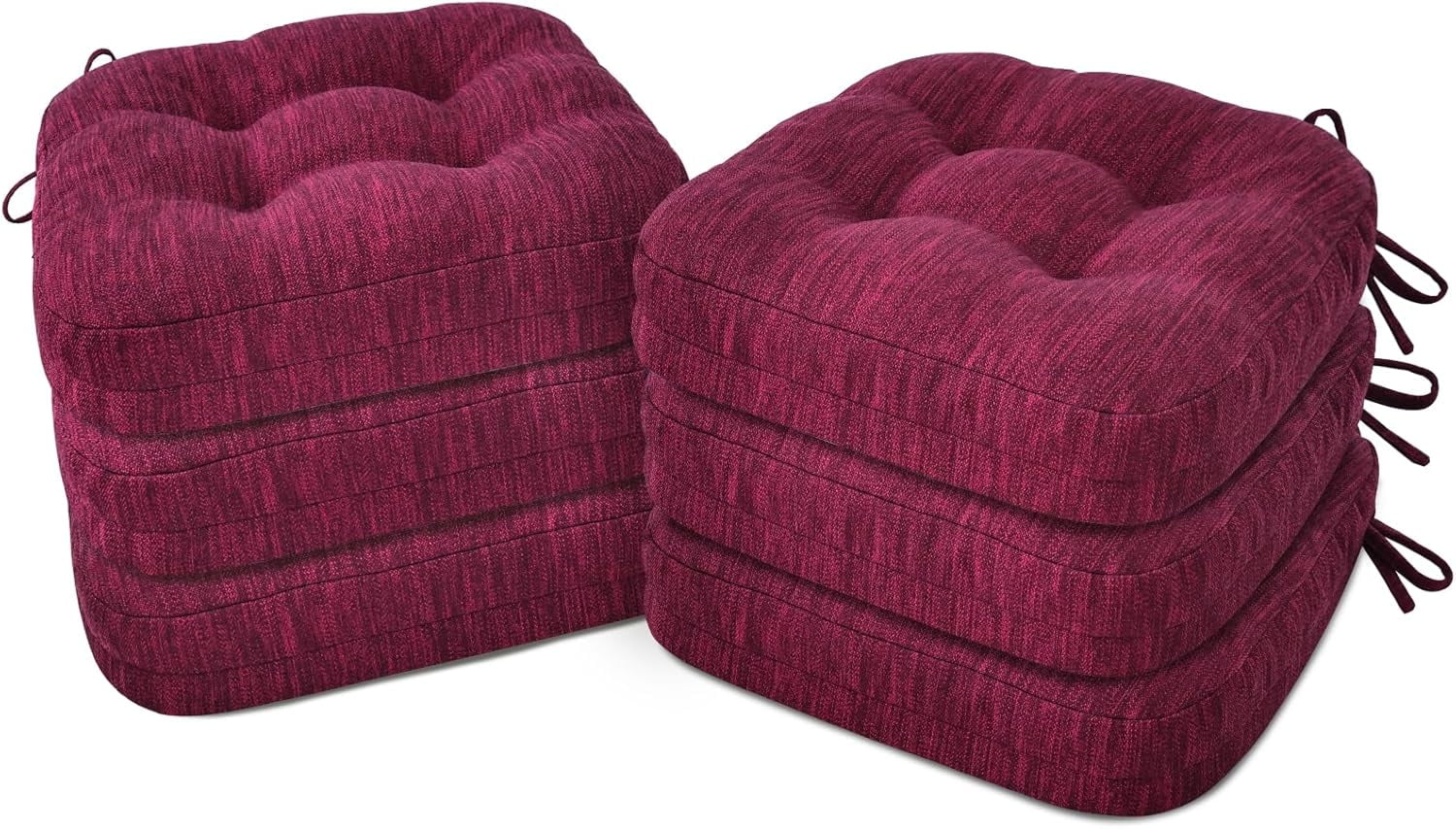 Kitchen Chair Cushions Set of 6, Dual-Layer Memory Foam Dining Chair ...