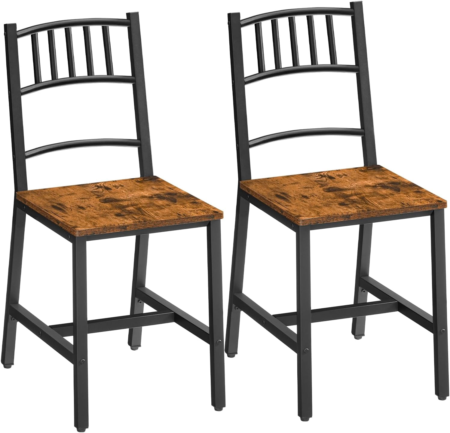 Kitchen Chairs Set of 2, Wooden Dining Room Chairs with Metal Frame ...