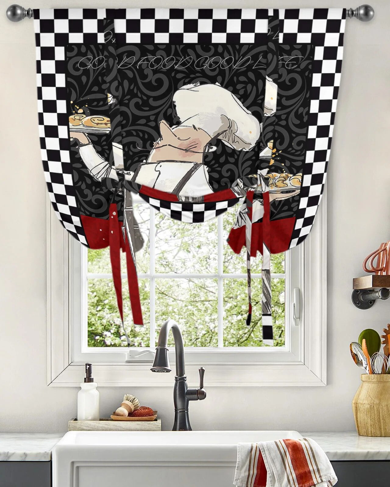 Kitchen Chef Food Vintage Texture Curtains for Living Room Bedroom ...