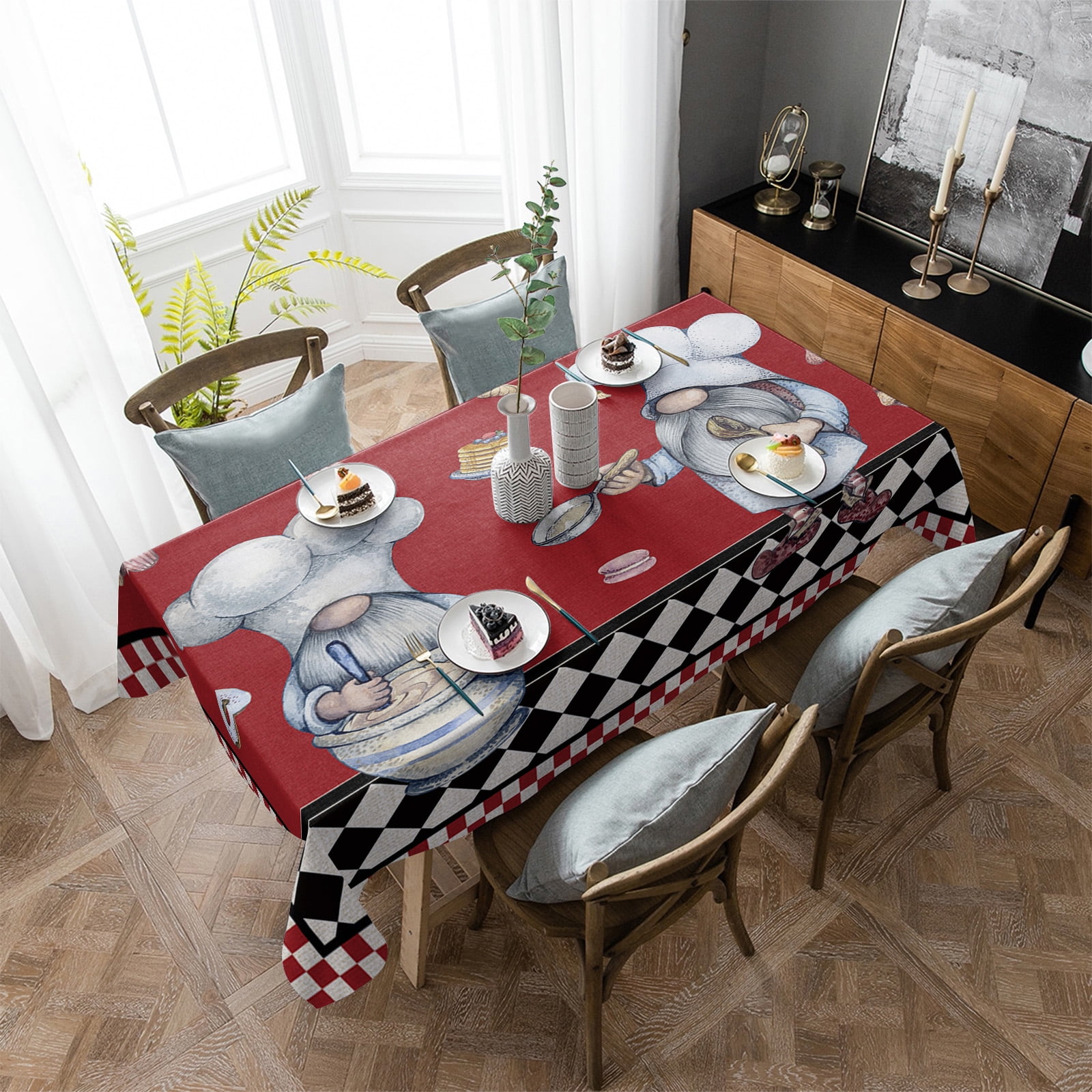 Kitchen Chef Gnome Dessert Rectangular Tablecloth Dustproof Picnic ...