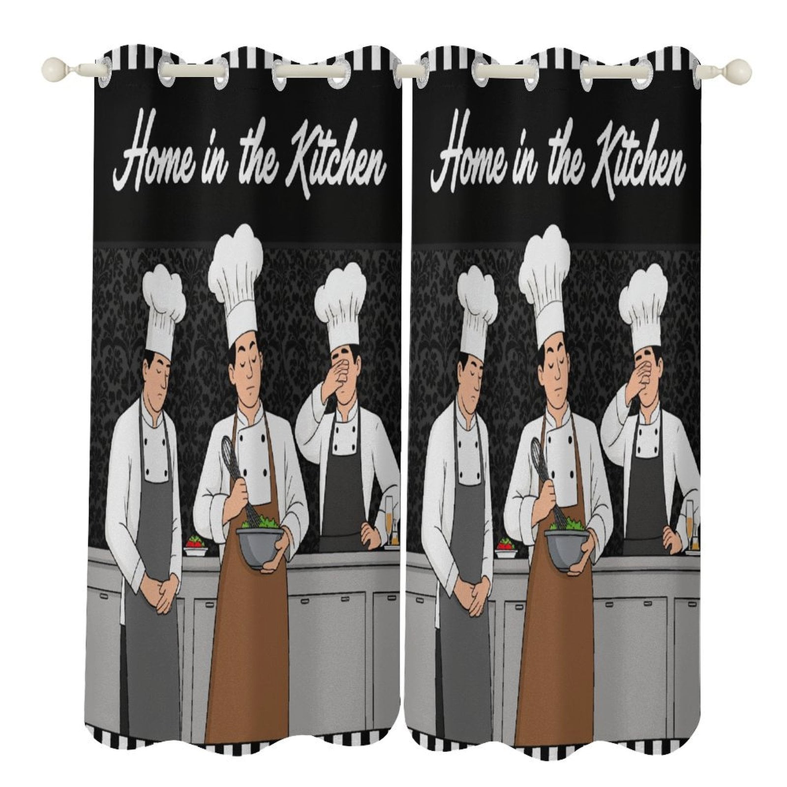 Kitchen Chef Pattern Blackout Curtain 3d Printed Window Curtain Bedroom ...