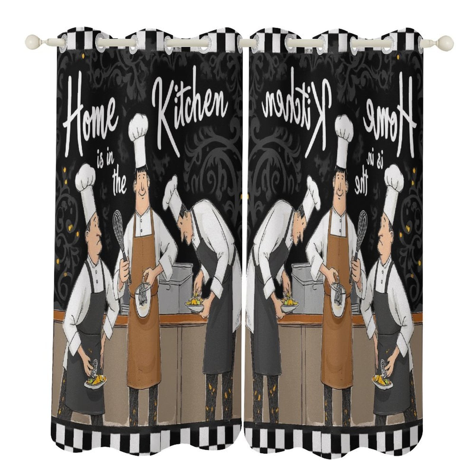 Kitchen Chef Pattern Window Blackout Curtain 3d Printed Curtain Bedroom ...