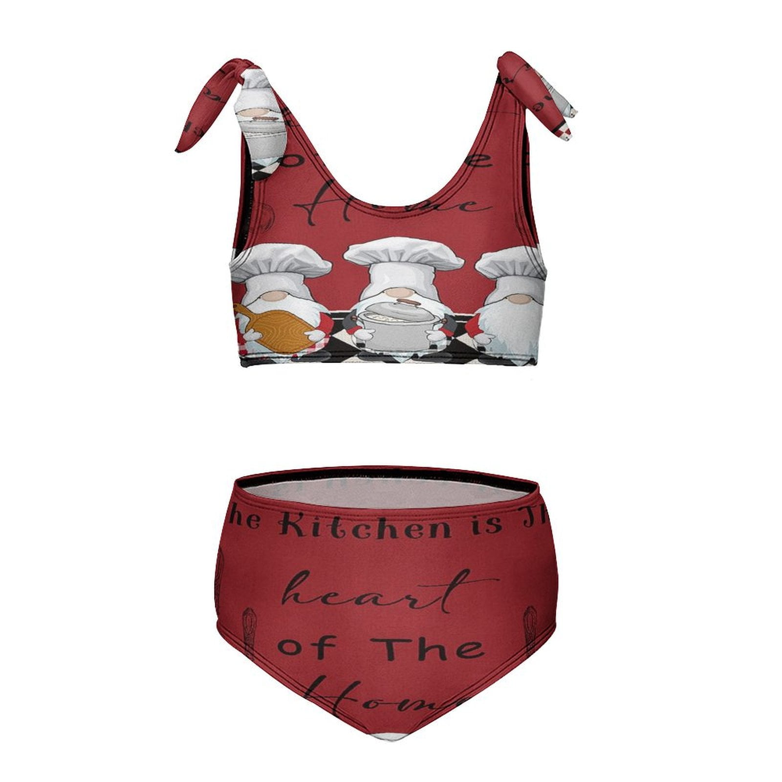 Kitchen Chef Red White Black Plaid Girl's 2 Piece Bikini Set Beach ...