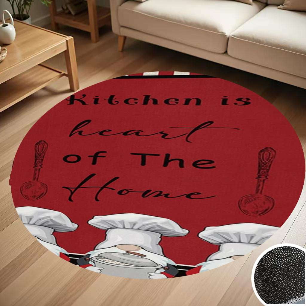 Kitchen Chef Red White Black Plaid Round Carpet Living Room Bedroom ...