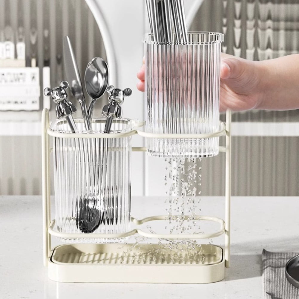 Kitchen Chopstick Rack Utensil Drain Container Basket Bucket Shelf Wall ...