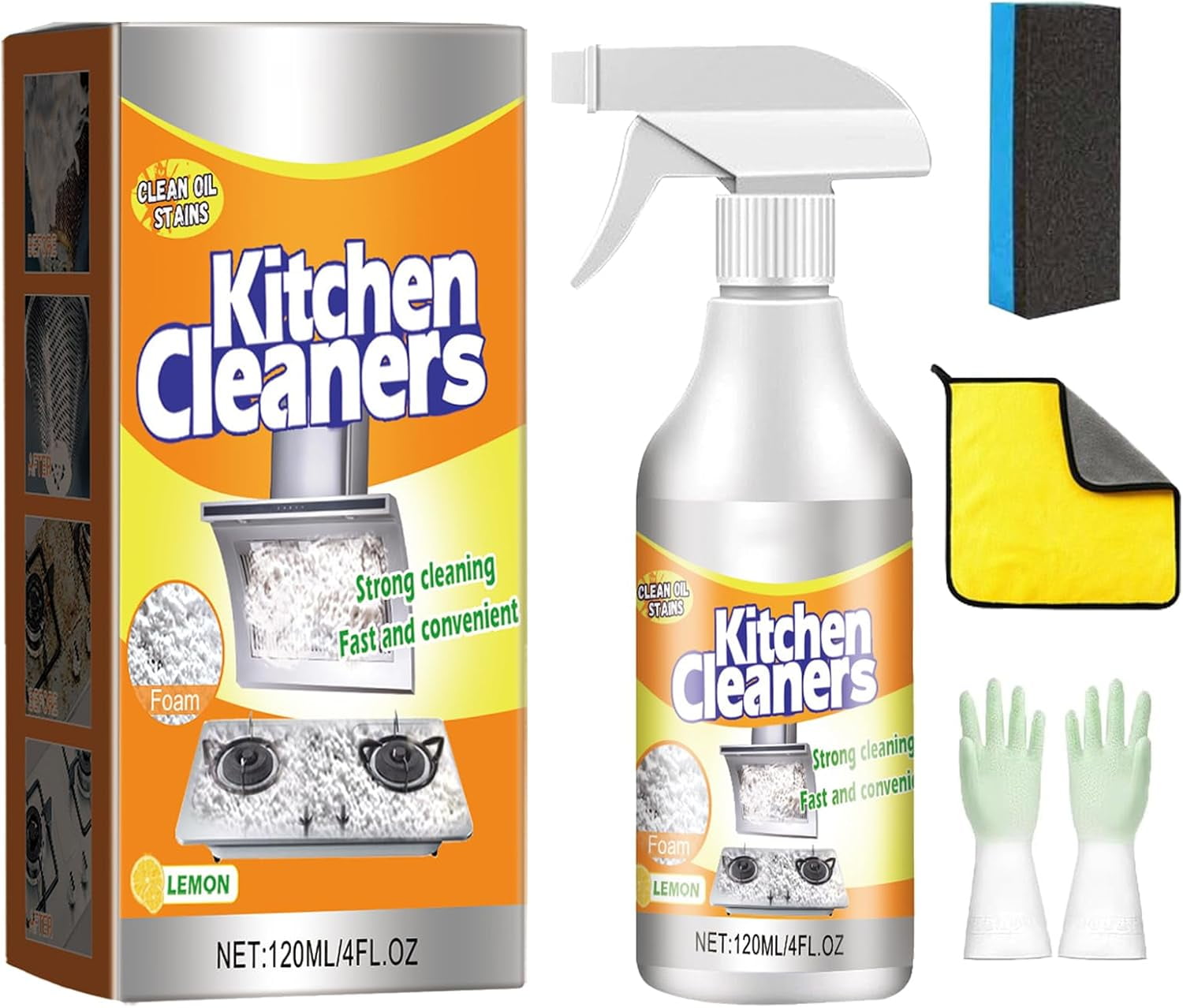 Kitchen Cleaner Aibo, 120ml Aibo Kitchen Oil Cleaner, All Purpose Cleaner Spray Heavy-Duty ...