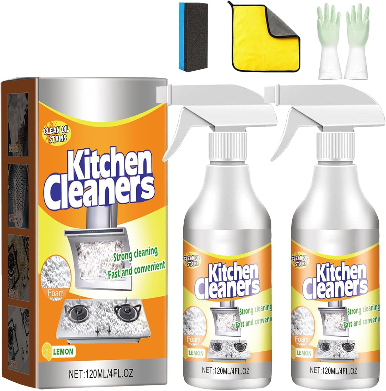 Kitchen Cleaner Aibo, 120ml Aibo Kitchen Oil Cleaner, All Purpose Cleaner Spray Heavy-Duty ...