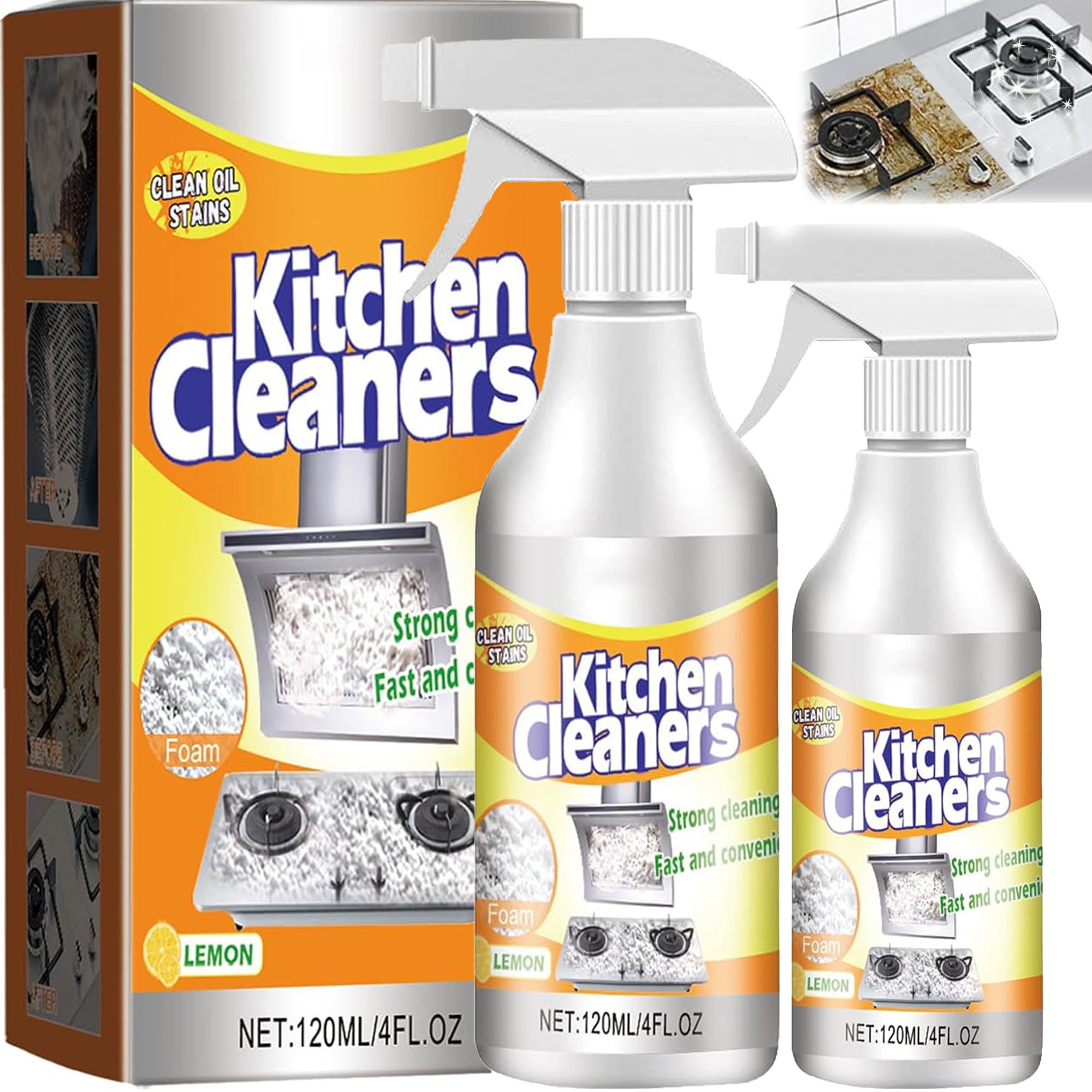 Kitchen Cleaner Aibo, 120ml Aibo Kitchen Oil Cleaner, All Purpose Cleaner Spray Heavy-Duty ...