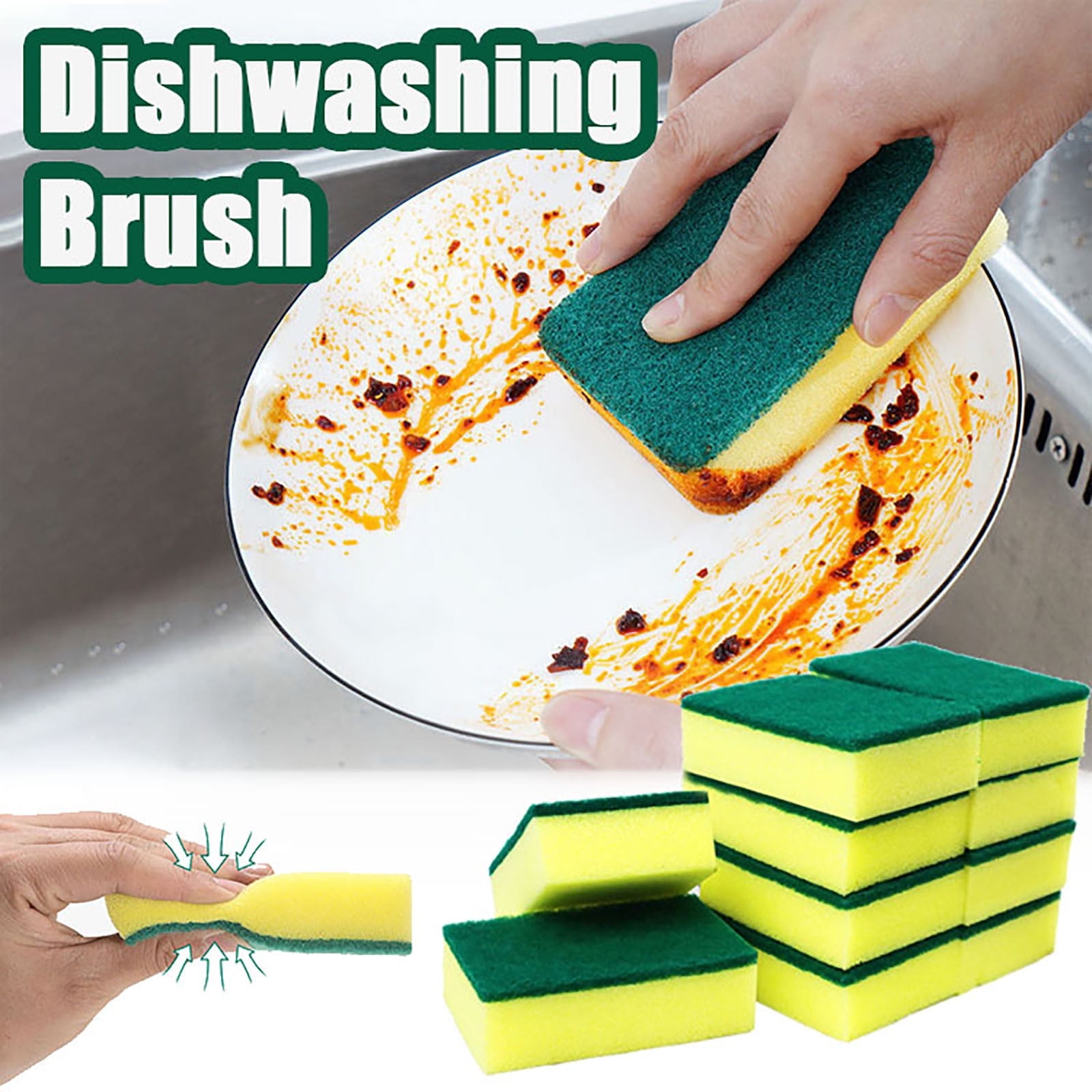 Kitchen Cleaning Sponges, Eco Non-Scratch for Dish,Scrub Sponges Heavy ...