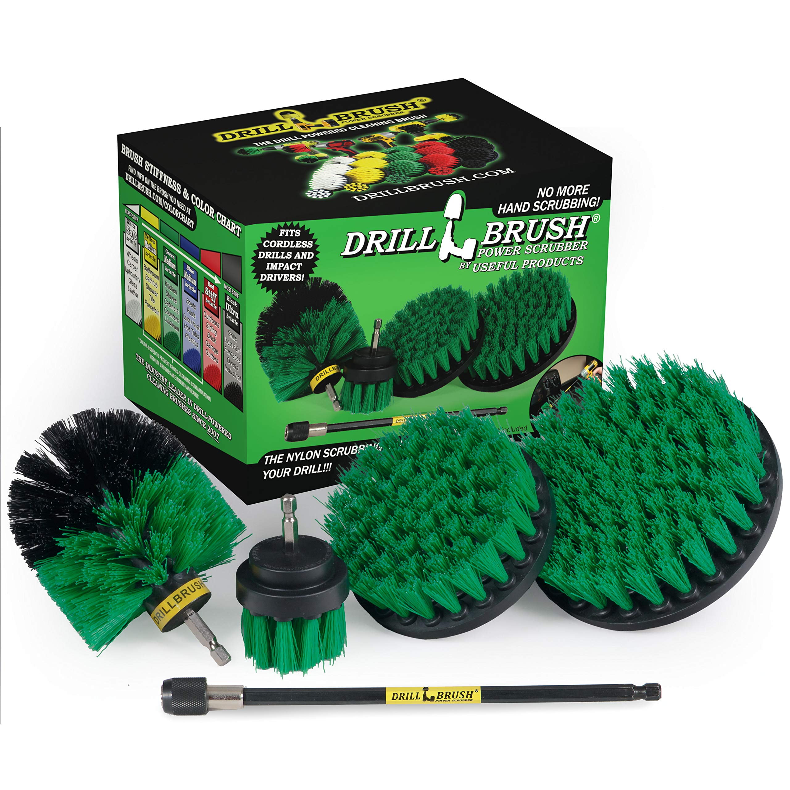 Kitchen Cleaning Supplies - Drill Brush Set with Extension - Counter ...