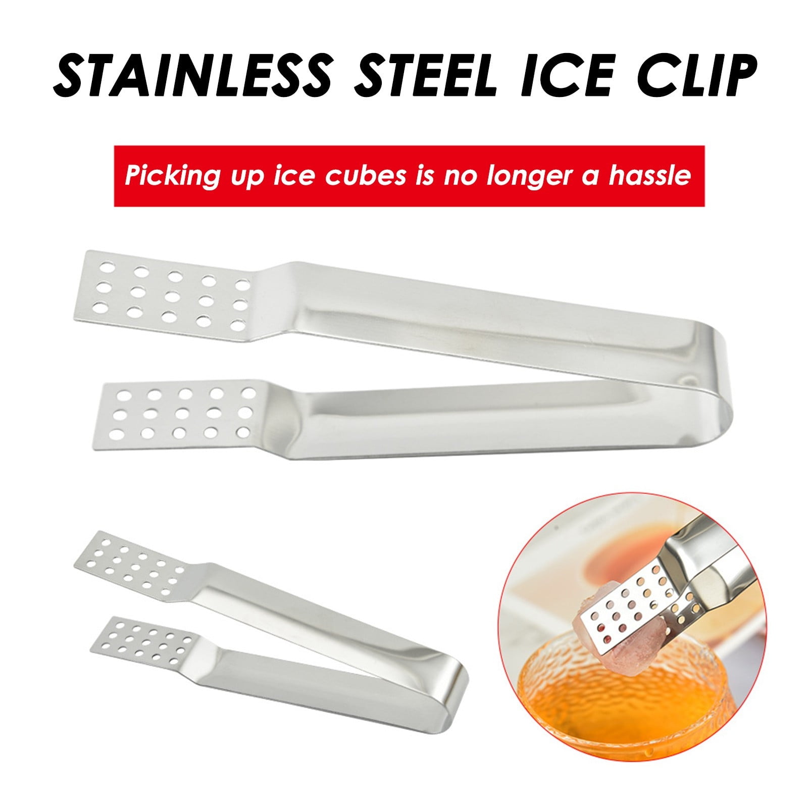 Kitchen Clearance ASXITE Ice Clip,Ice Tongs,430 Stainless Steel Rocks ...